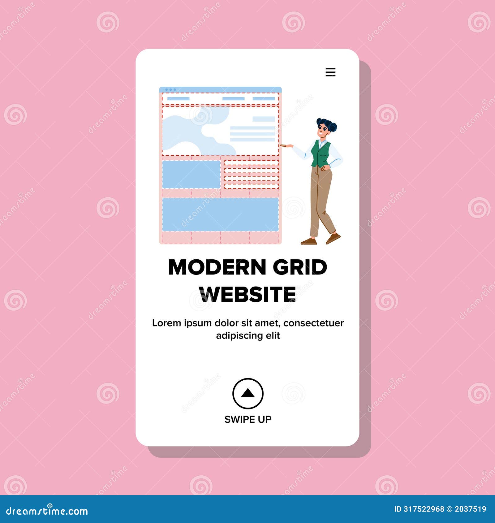 Interactive Modern Grid Website Vector Stock Vector - Illustration of ...