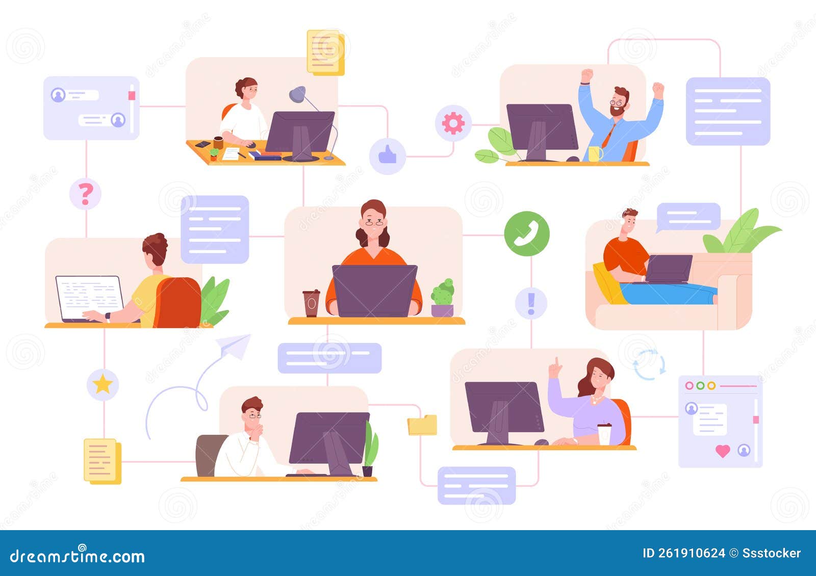 Interactive Office Community. Teamwork Creative Communication on ...