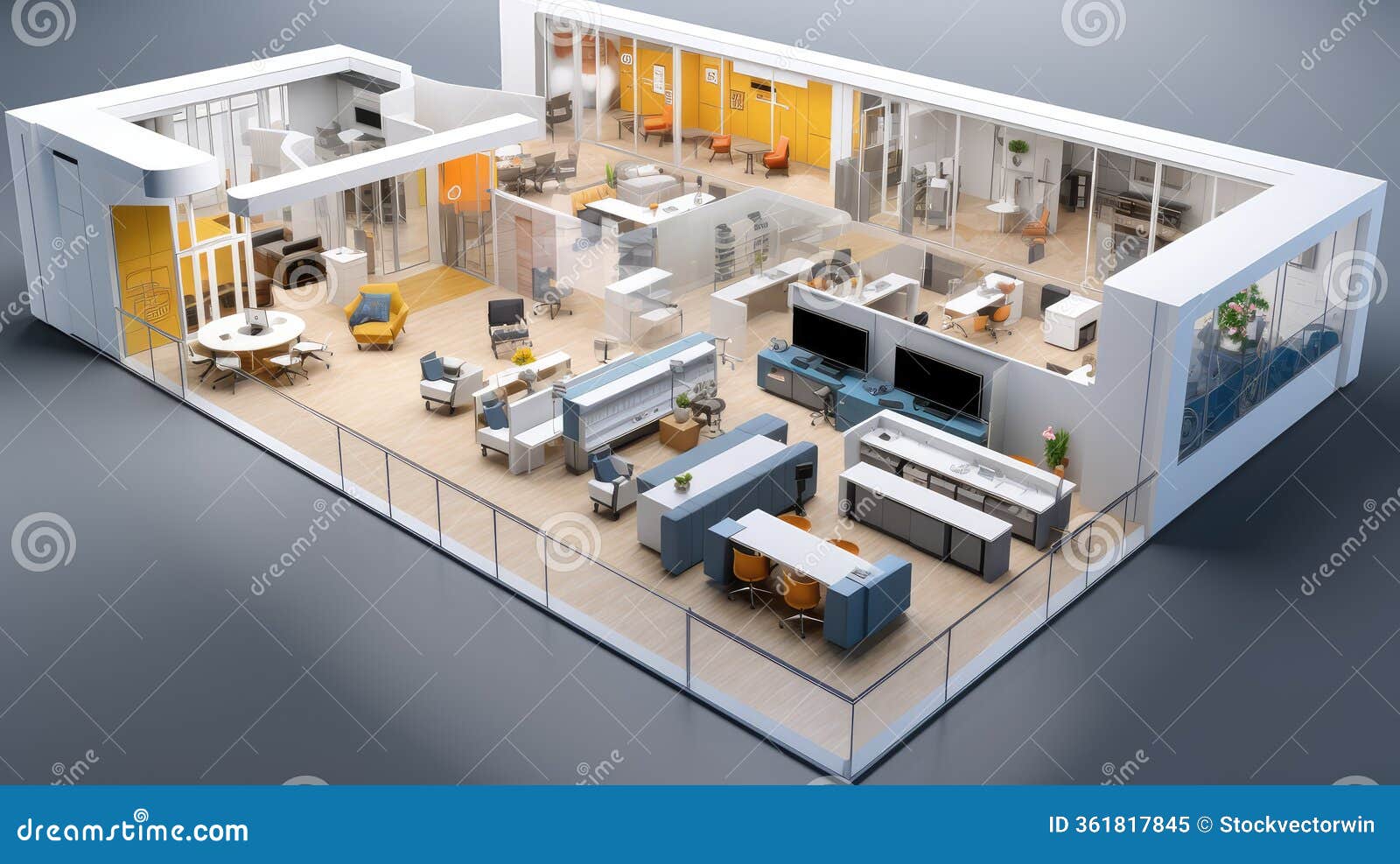 Office Floorplan Drawing Top View Vector Illustration | CartoonDealer ...
