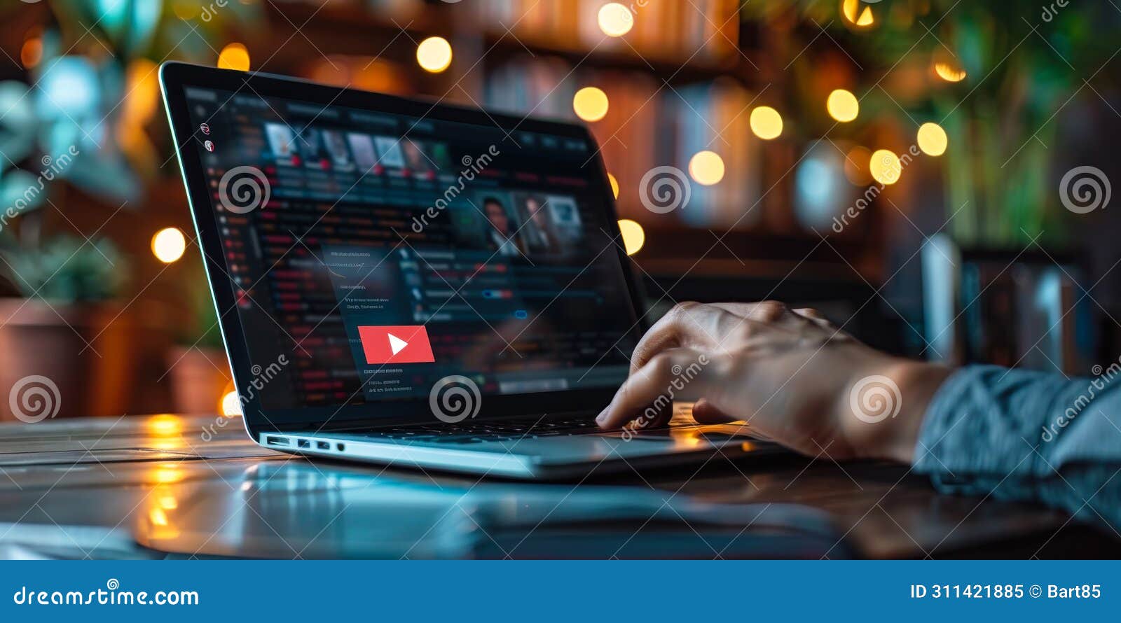 Interactive Online Video Player Interface on Laptop Screen with Play ...