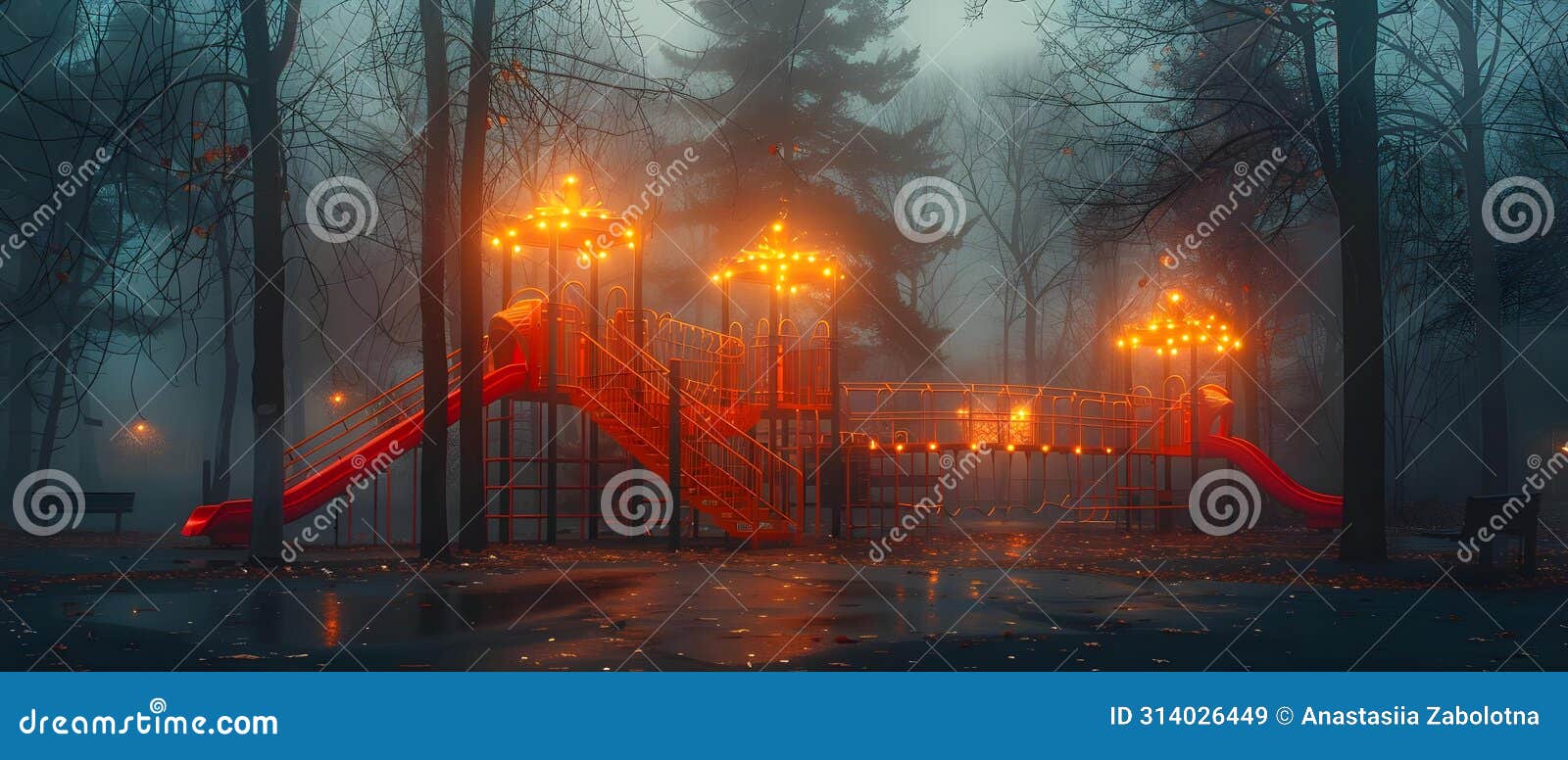 Concept Interactive Playground in Rural Area with Digital Elements and Responsive Light Effects ...