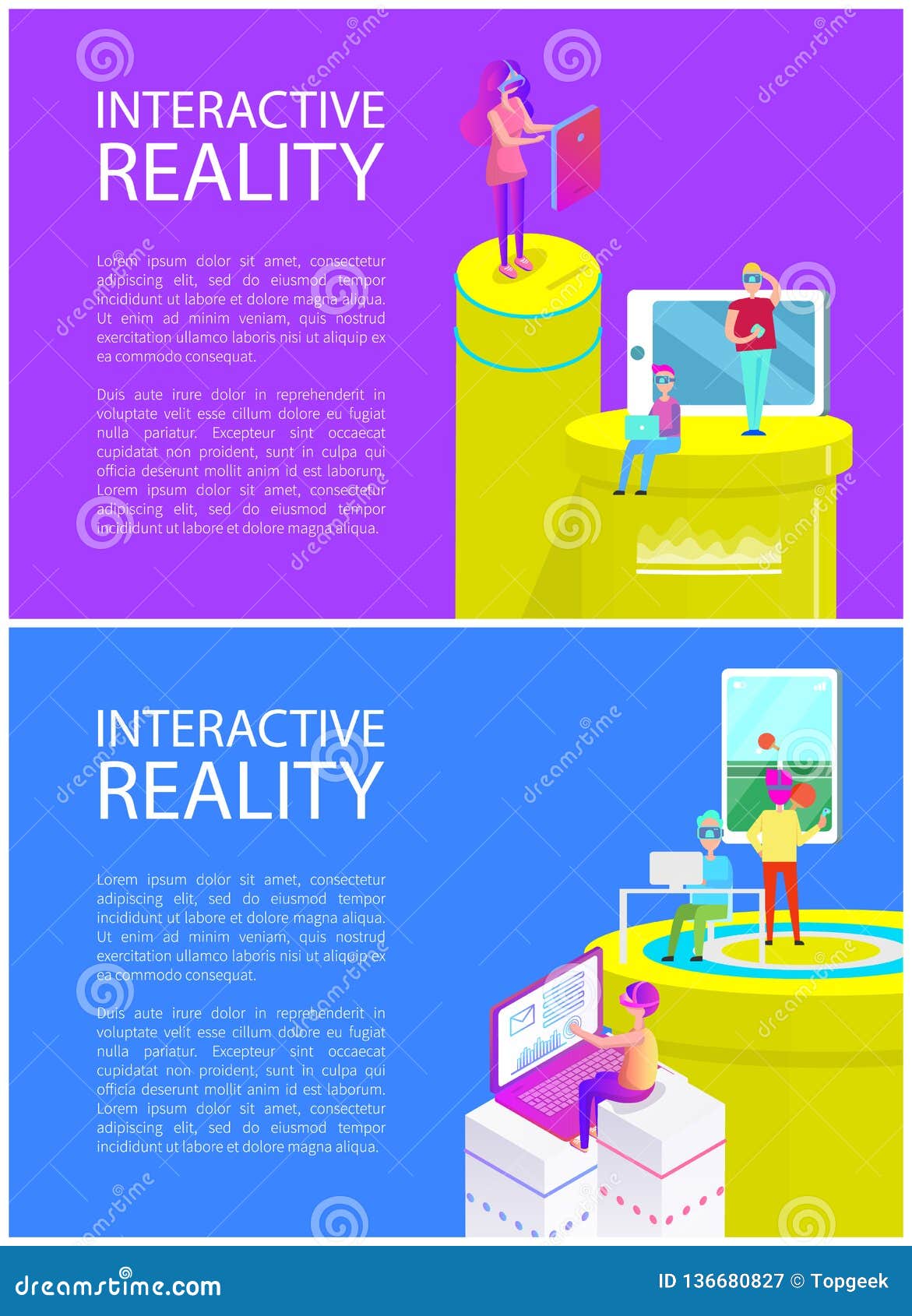 Interactive Reality People Set Vector Illustration Stock Vector ...