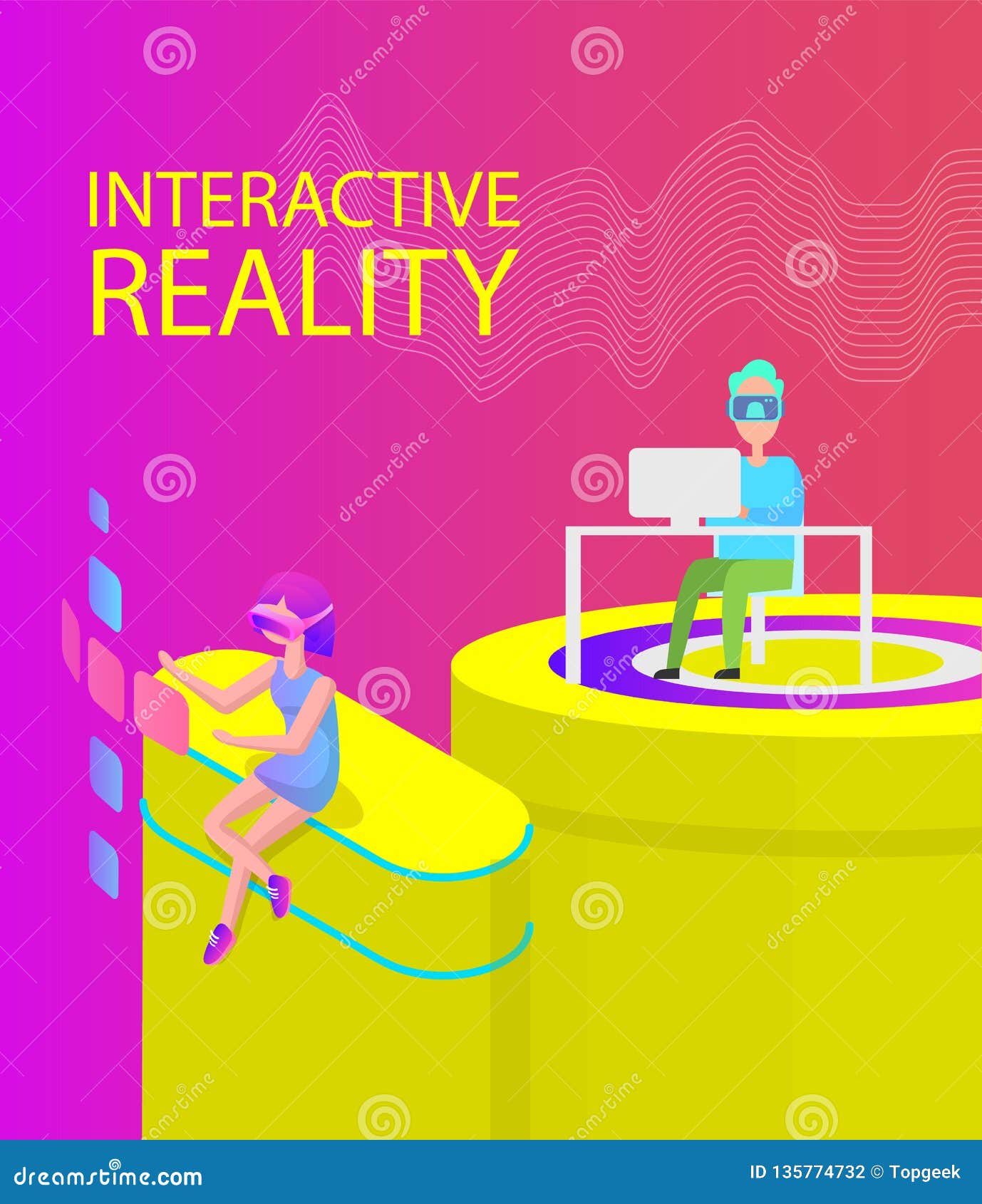 Interactive Reality Poster Vector Illustration Stock Vector ...