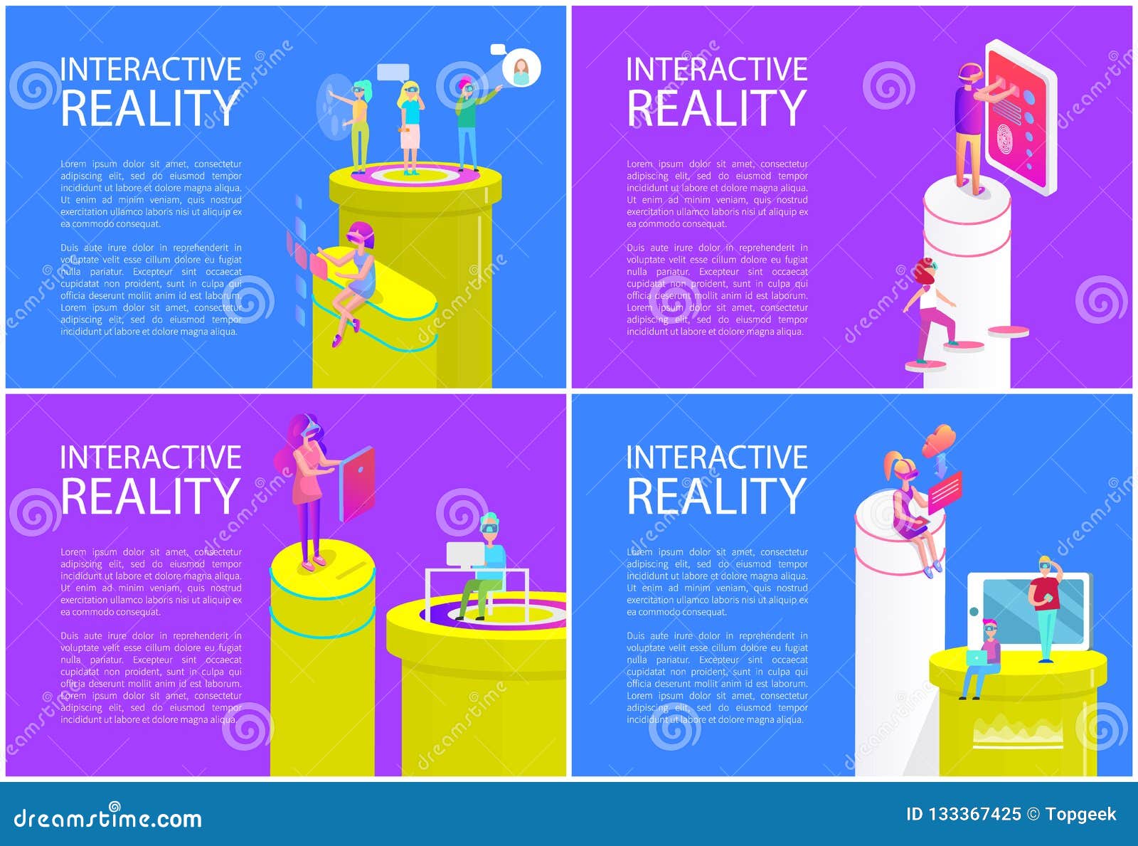 Interactive Reality Posters Vector Illustration Stock Vector ...