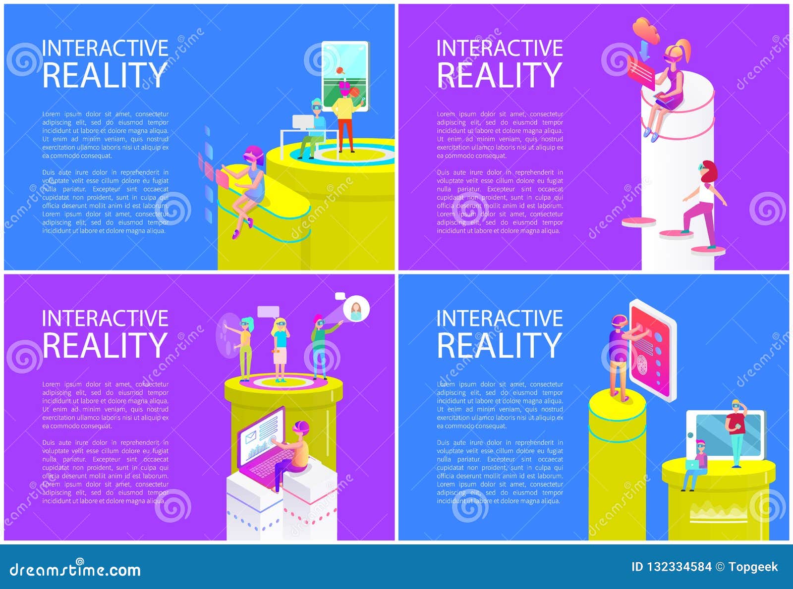 Interactive Reality Posters Vector Illustration Stock Vector ...