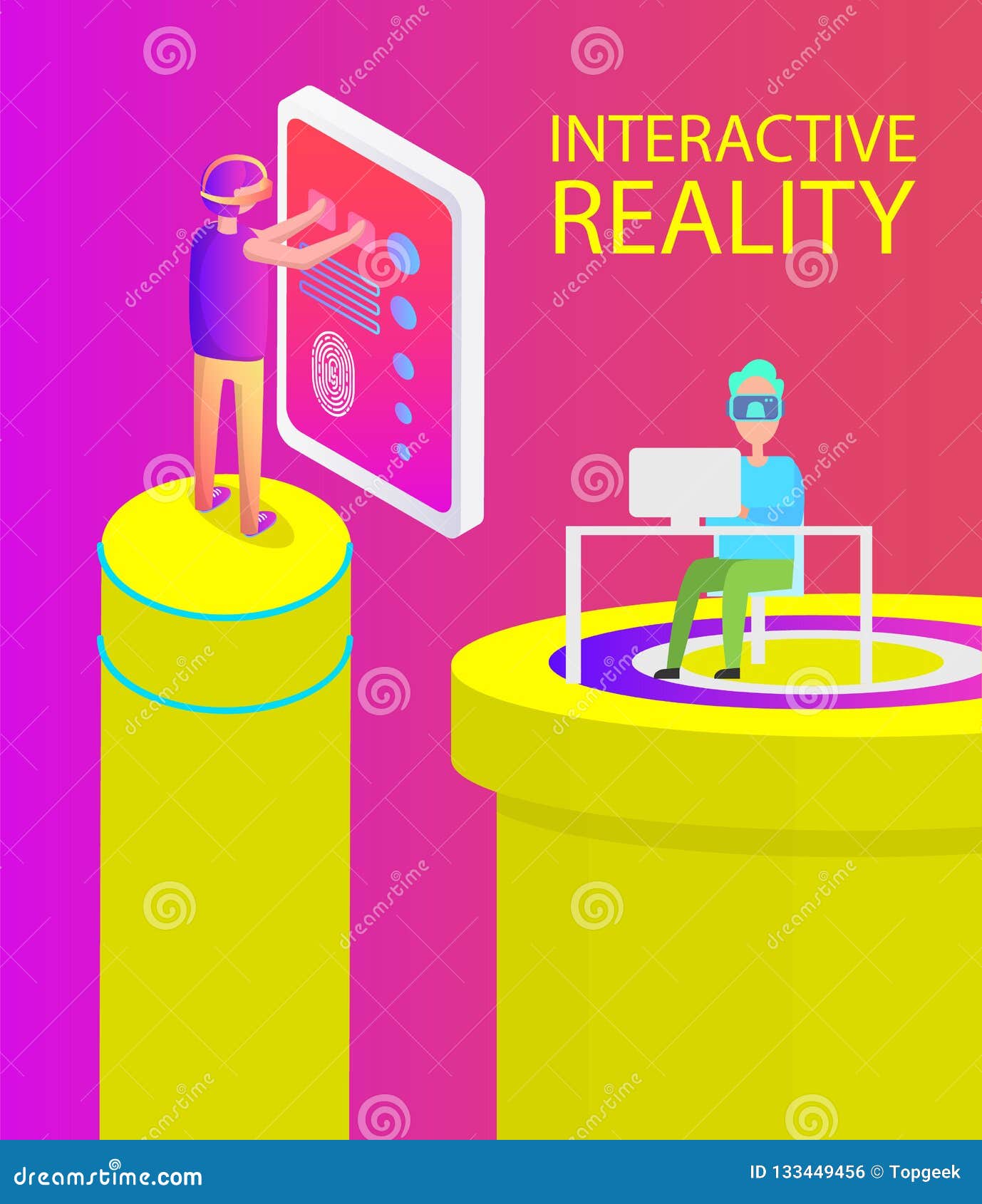 Interactive Reality Screen Vector Illustration Stock Vector ...