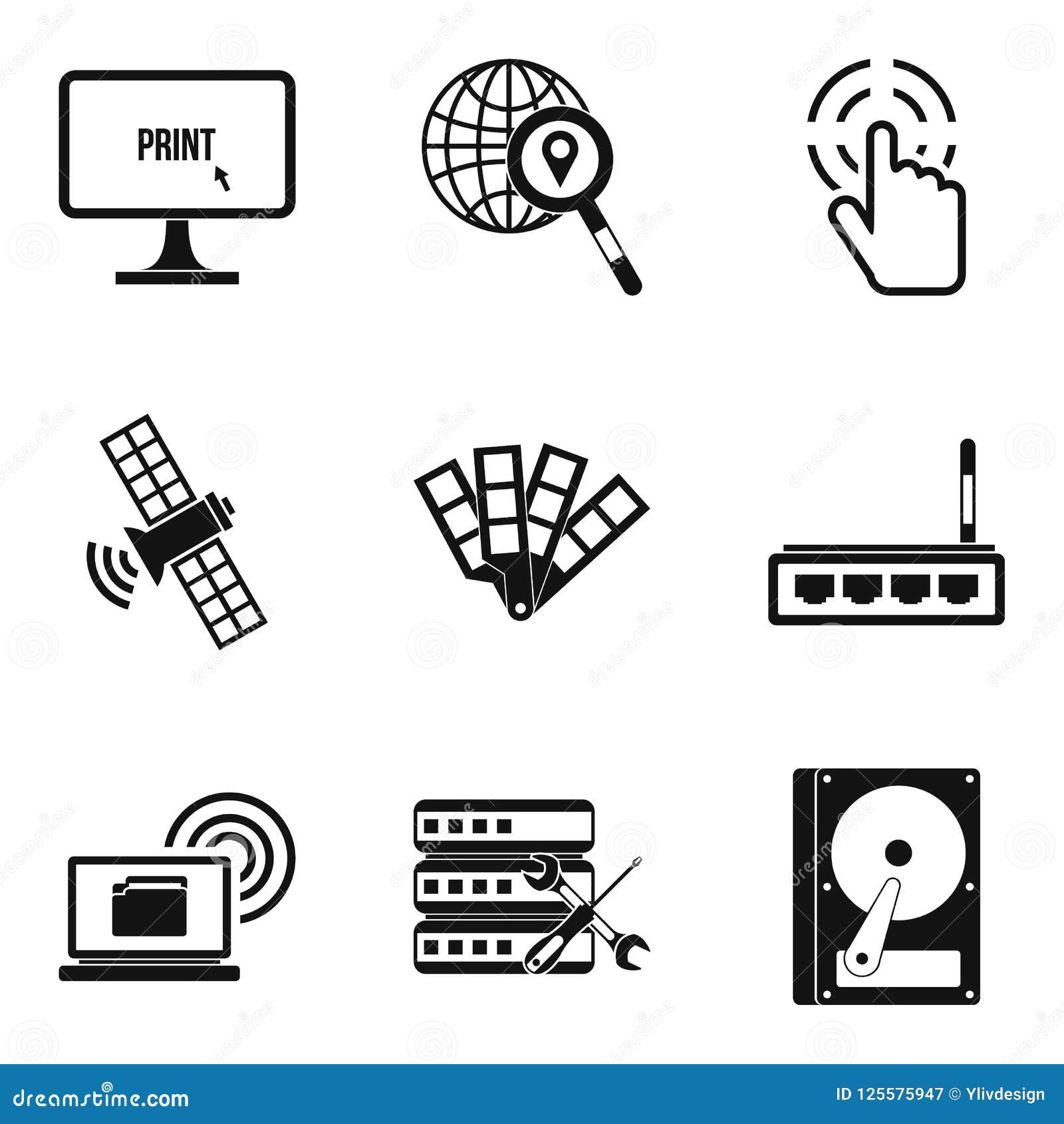 Interactive Resources Icons Set, Simple Style Stock Illustration ...