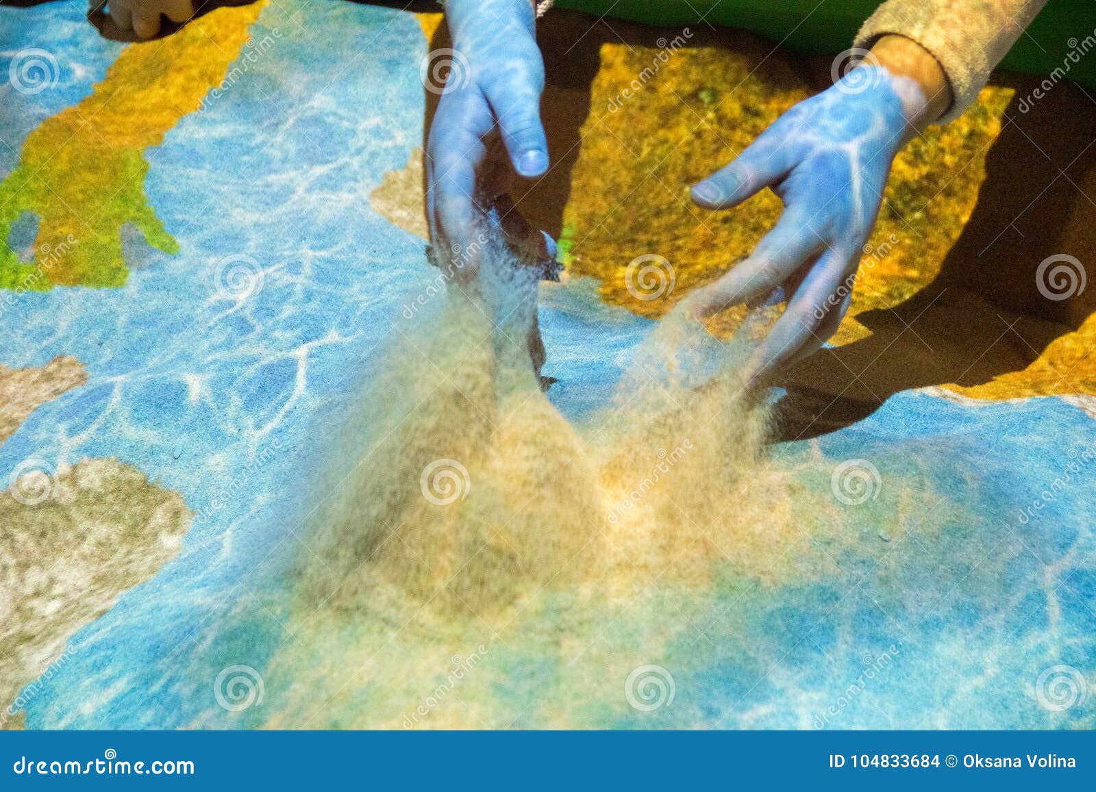 Interactive Sandbox with a Projector that Color Sand Colored Lights ...