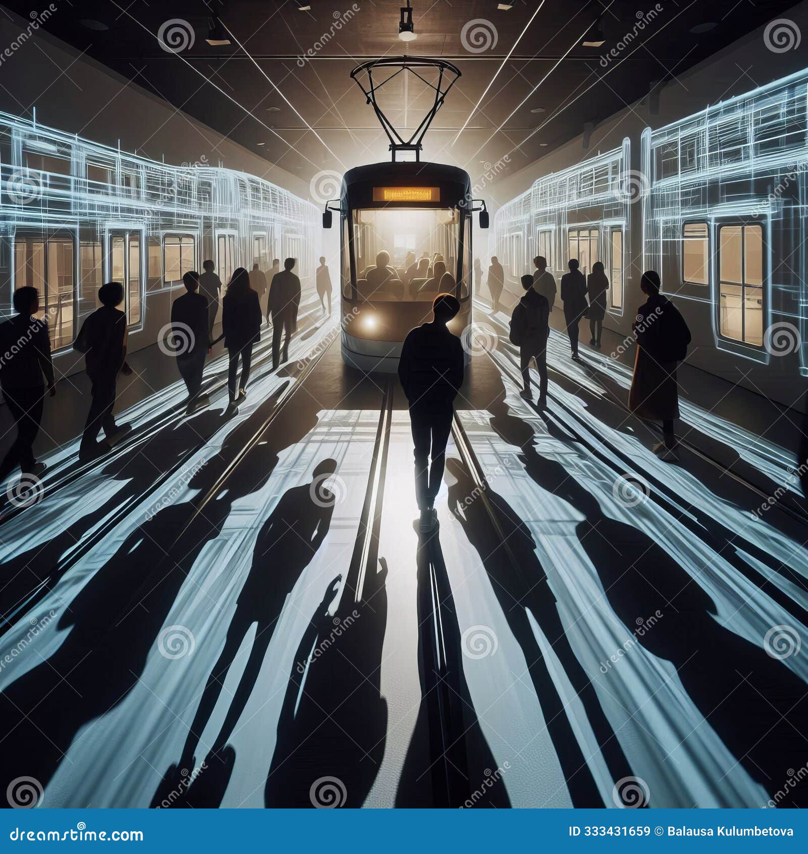 Interactive Shadowplay Tram S Silhouette Casting Inte Stock Image ...