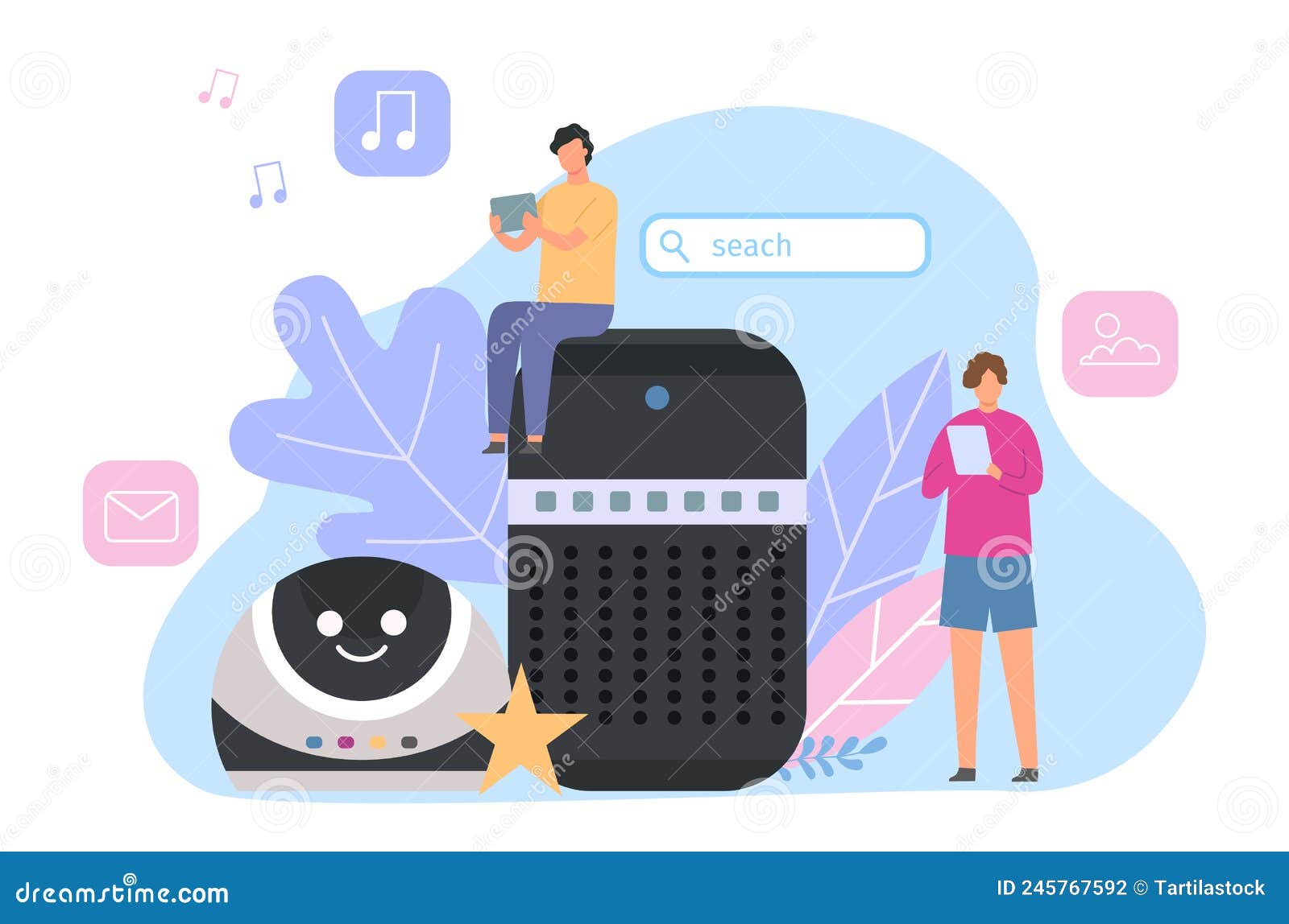 Interactive Smart Speaker Ai and Voice Assistant Stock Vector ...