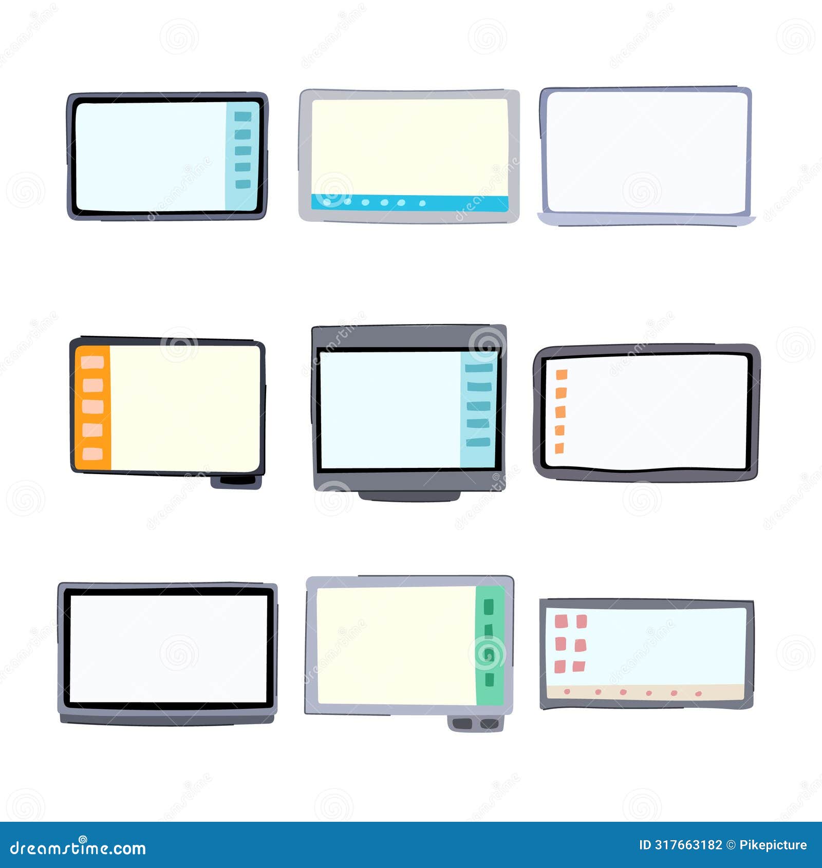 Interactive Smartboard Set Cartoon Vector Illustration Stock ...