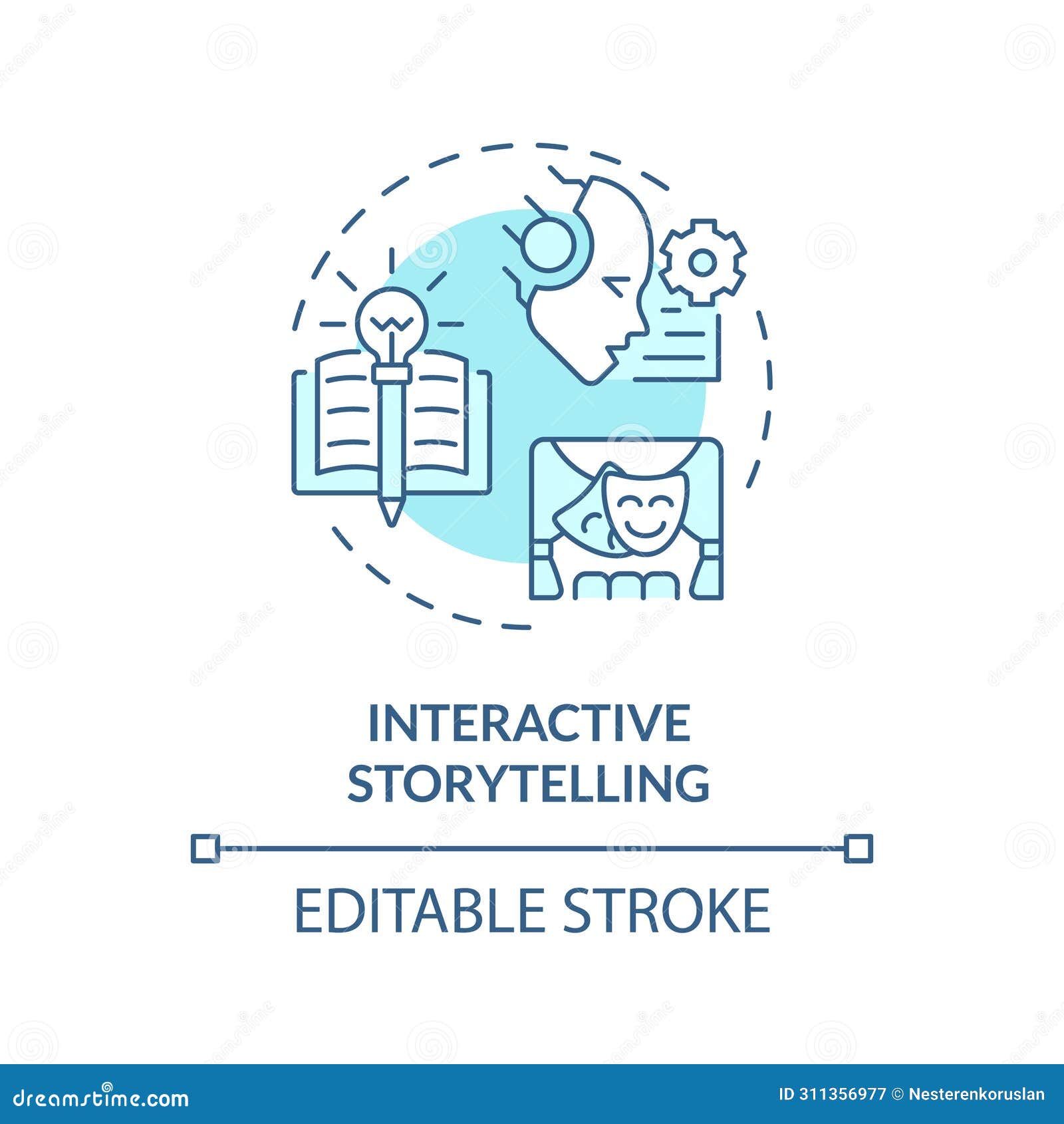 Interactive Storytelling Soft Blue Concept Icon Stock Illustration ...
