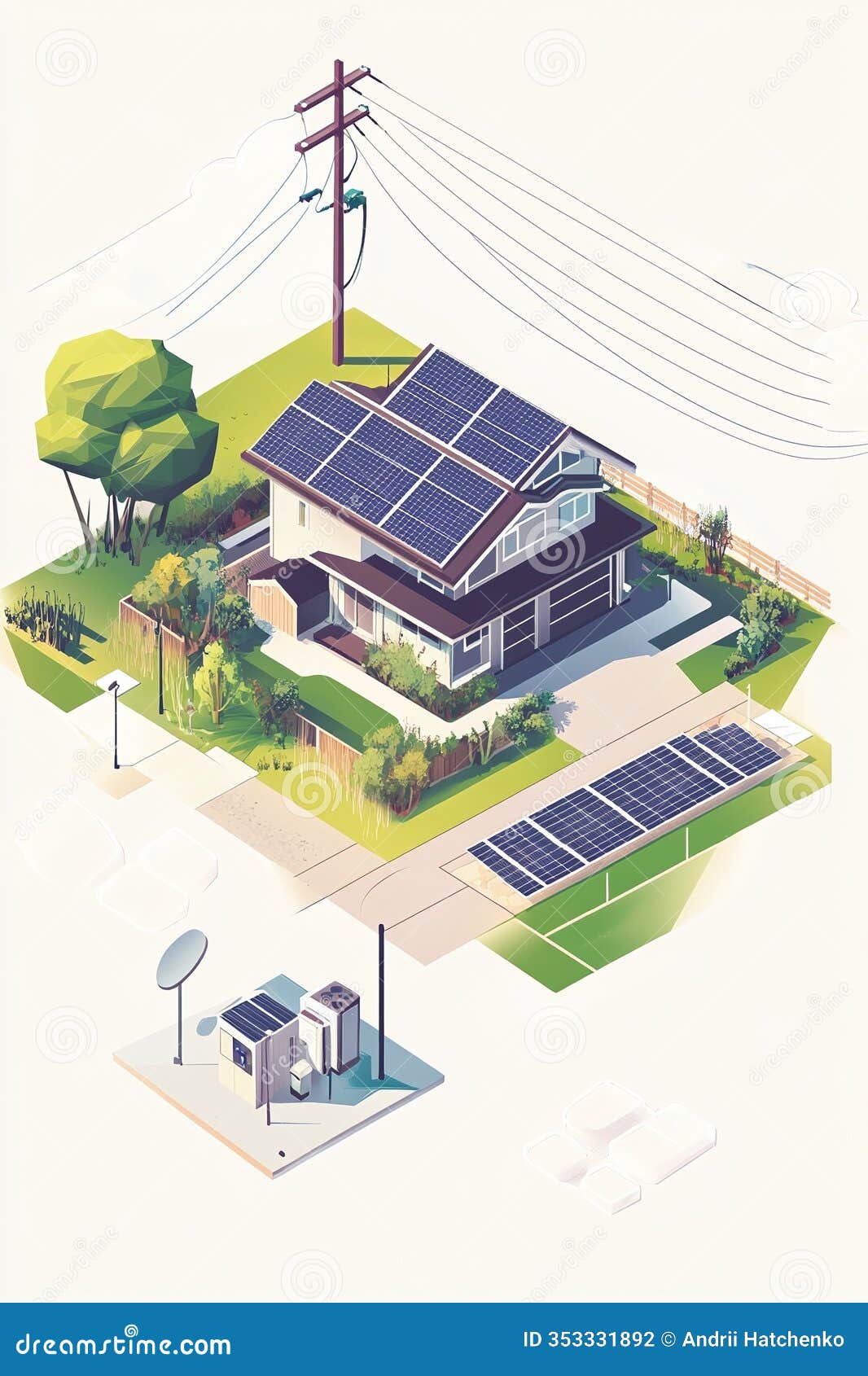 Interactive-style Infographic of a Solar Home Setup with Energy Storage ...