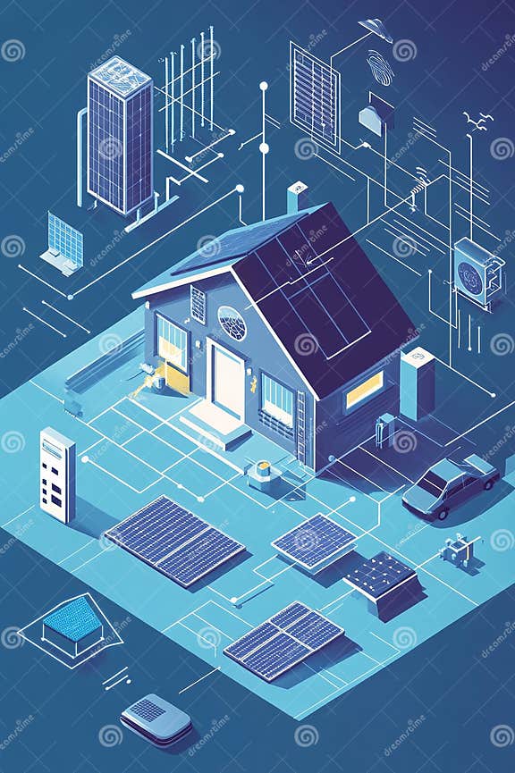 Interactive-style Infographic of a Solar Home Setup with Energy Storage ...