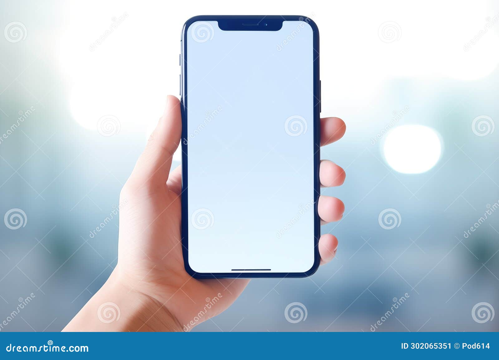 Interactive Technology: Blank Screen Held in Grasping Palms. Generative ...