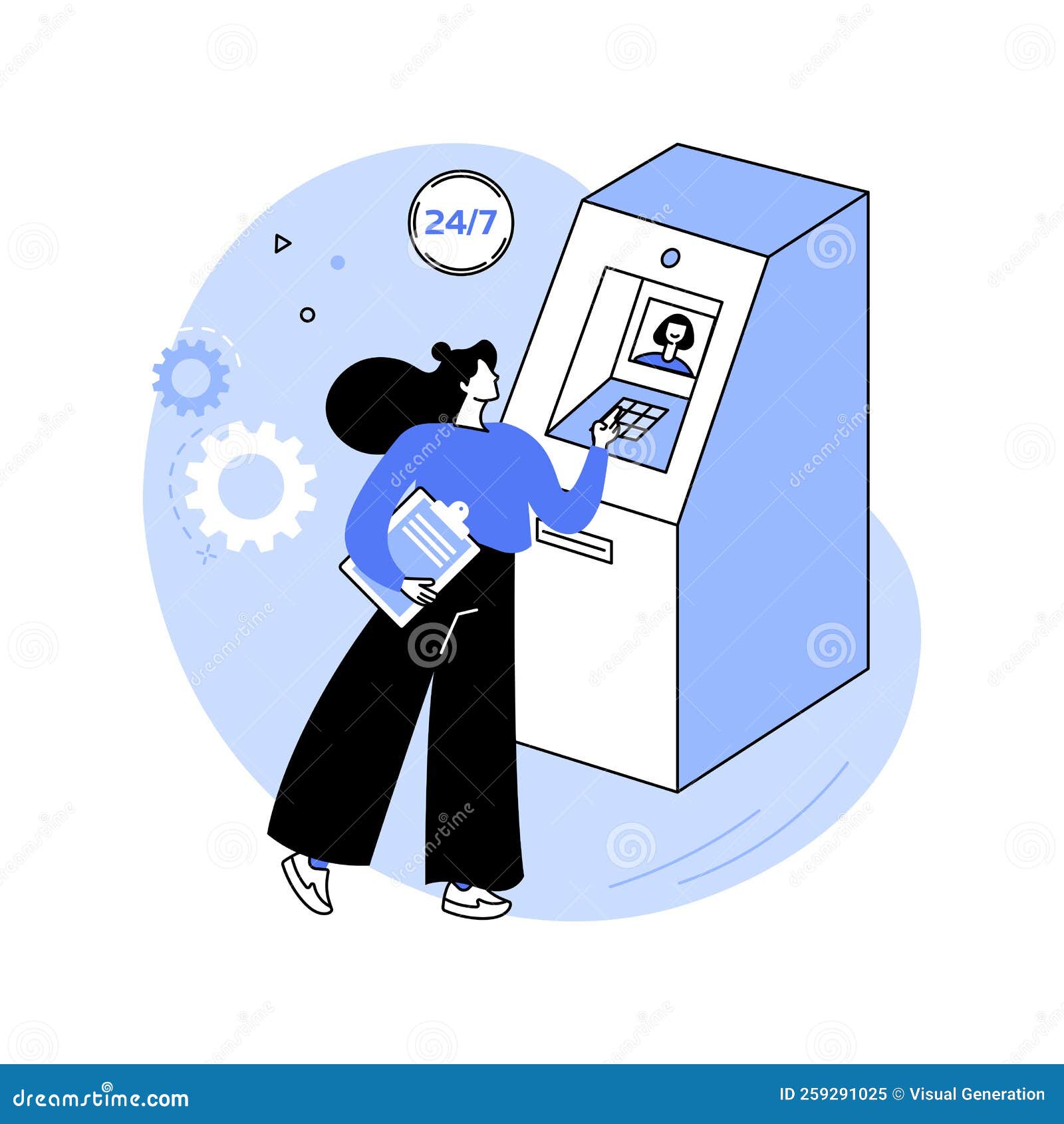 Interactive Teller Machine Isolated Cartoon Vector Illustrations. Stock ...