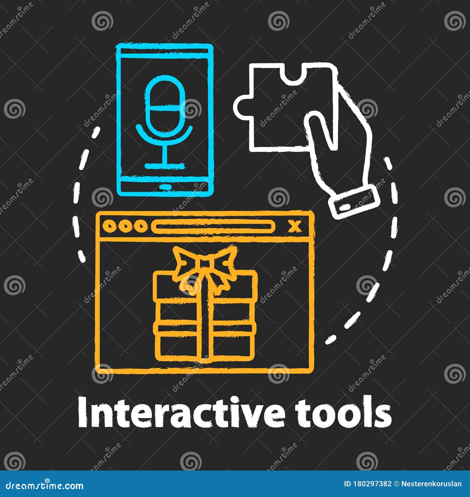 Interactive Tool Chalk Concept Icon. Customer Engaging Media Content ...