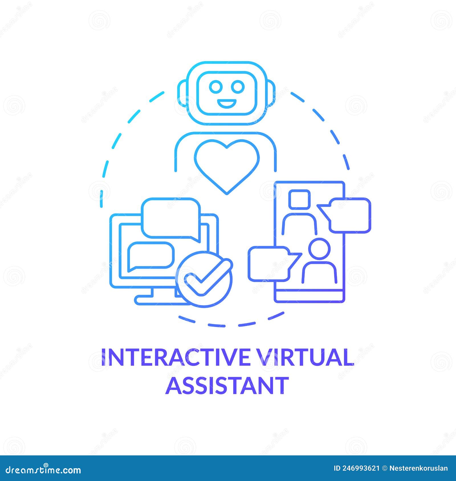Interactive Virtual Assistant Blue Gradient Concept Icon Stock Vector ...