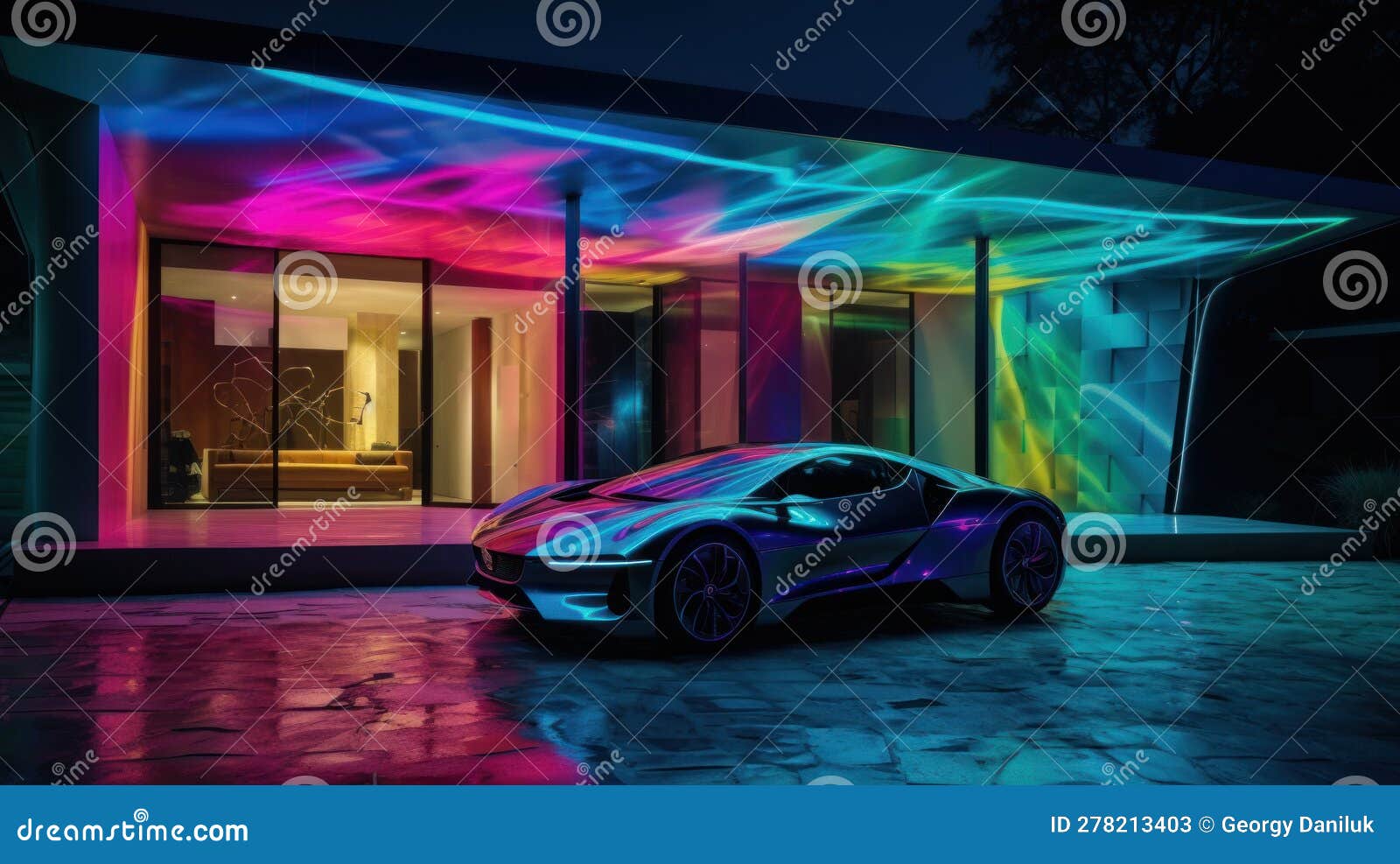 Interactive Walls and Supercar: the Ultimate Futuristic Home Stock ...