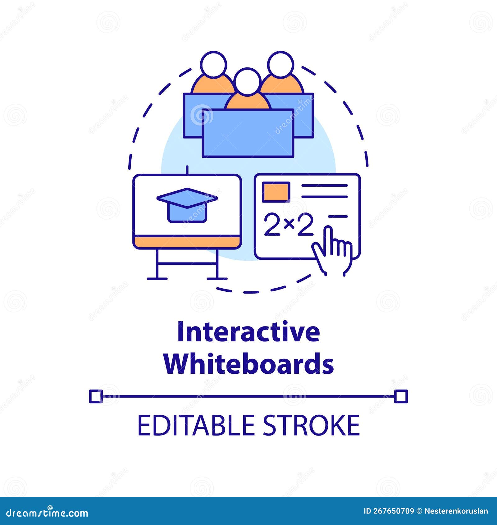 Interactive Whiteboards Blue Gradient Concept Icon Cartoon Vector ...