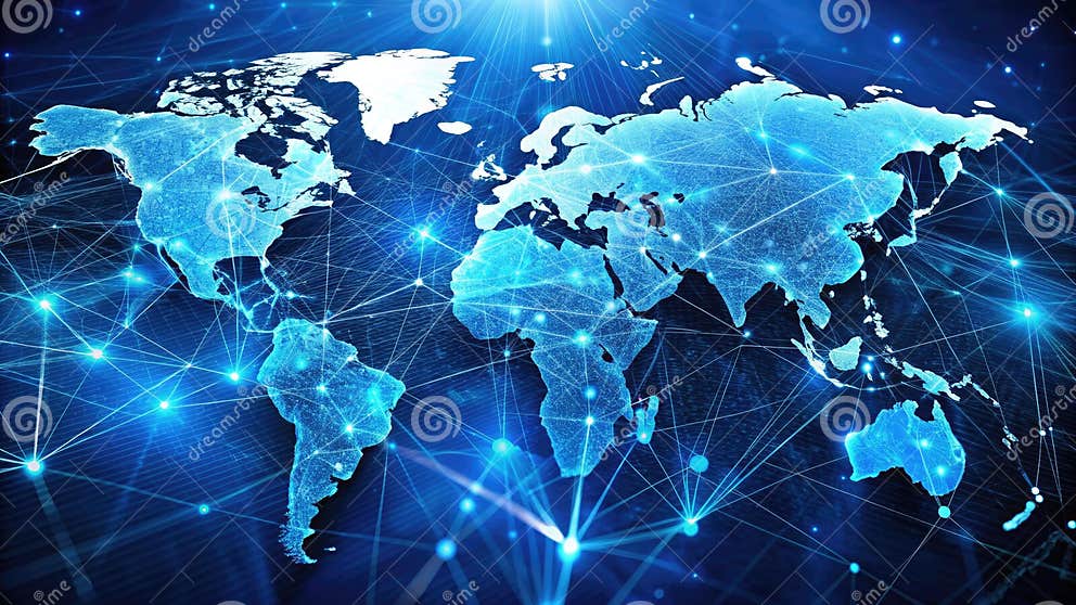 Interactive World Map Visualizes Global Internet Connectivity a Glowing ...