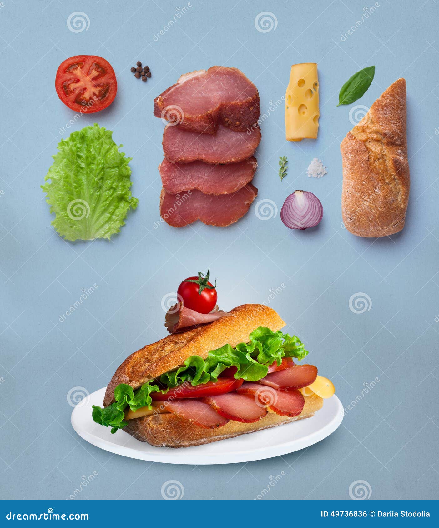 Intercale Y Sus Ingredientes En Un Fondo Azul Foto de archivo - Imagen ...