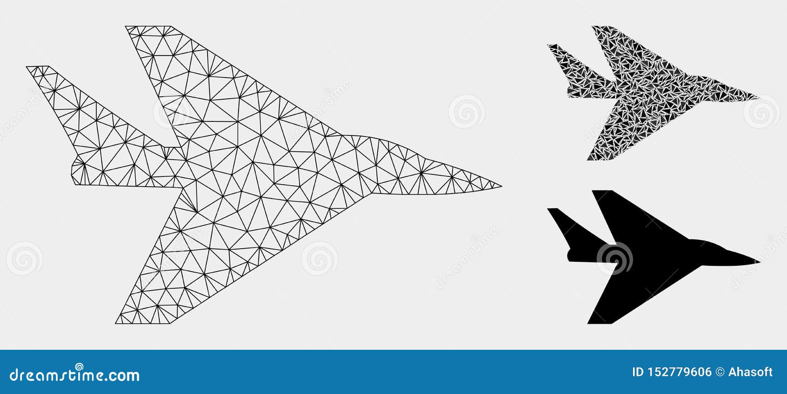Intercepter Plane Vector Mesh 2D Model and Triangle Mosaic Icon Stock ...