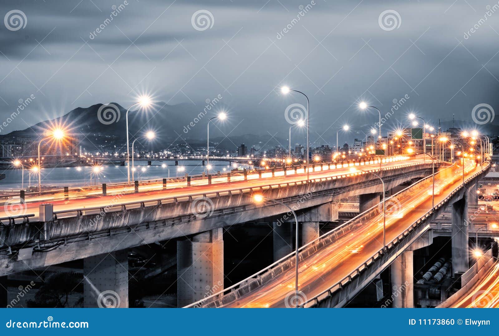 Interchange with Cars Light Stock Photo - Image of architecture ...