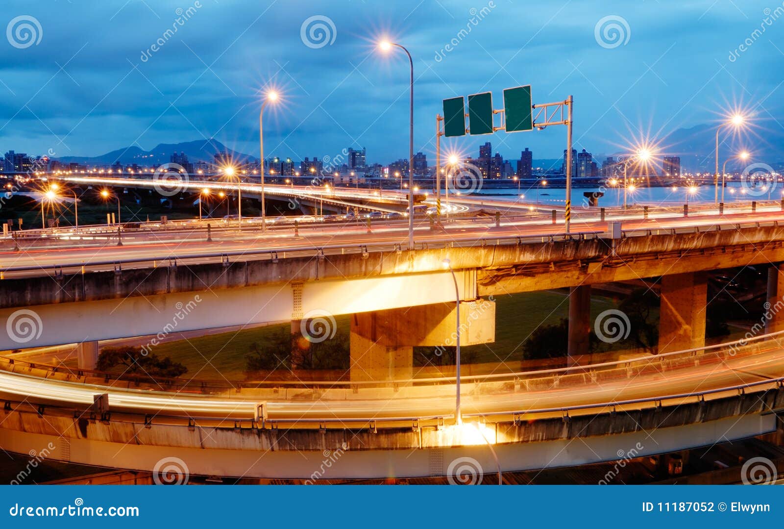 Interchange with Cars Light Stock Photo - Image of outdoor, connection ...