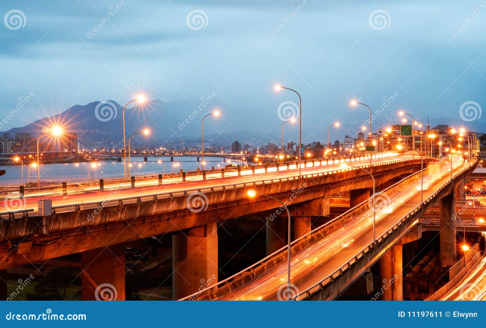 Interchange with Cars Light Stock Image - Image of attraction ...