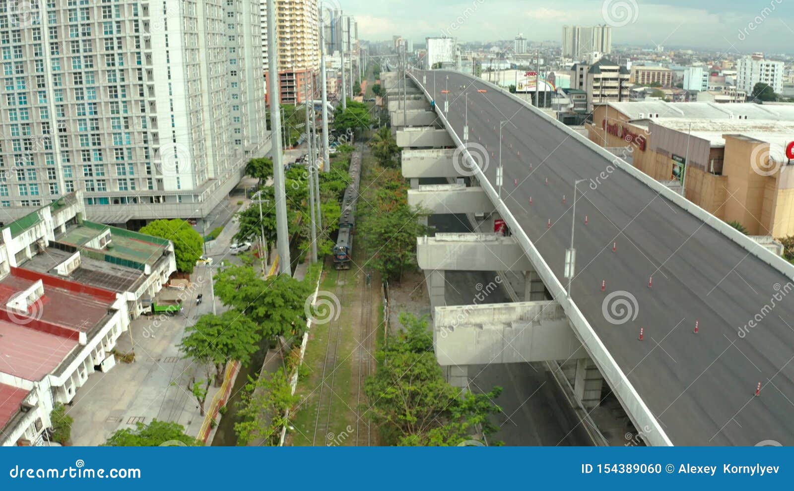 Interchange with Highway and Railway in Manila. Stock Footage - Video ...