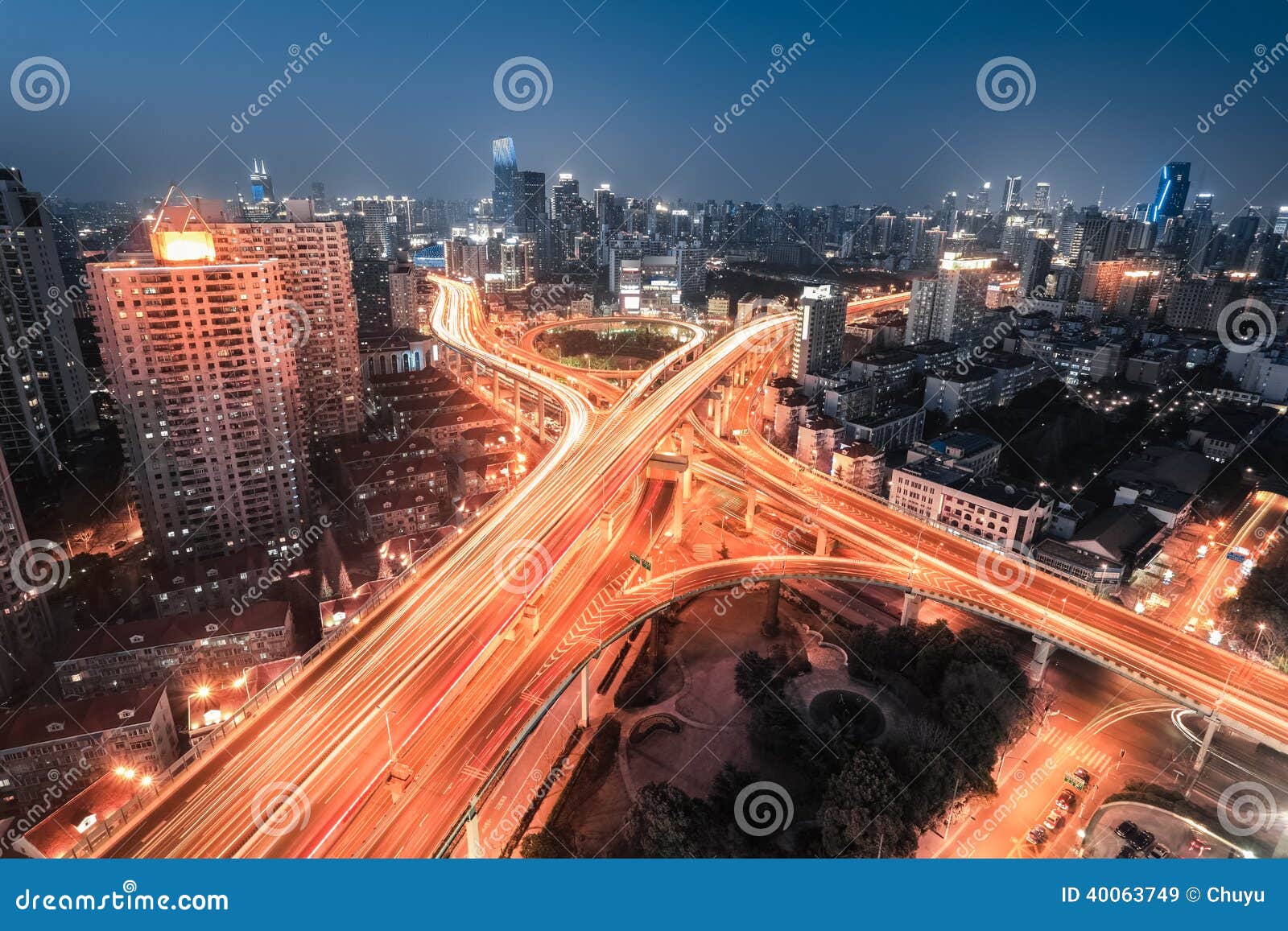 Interchange Overpass at Night Stock Image - Image of landscape ...