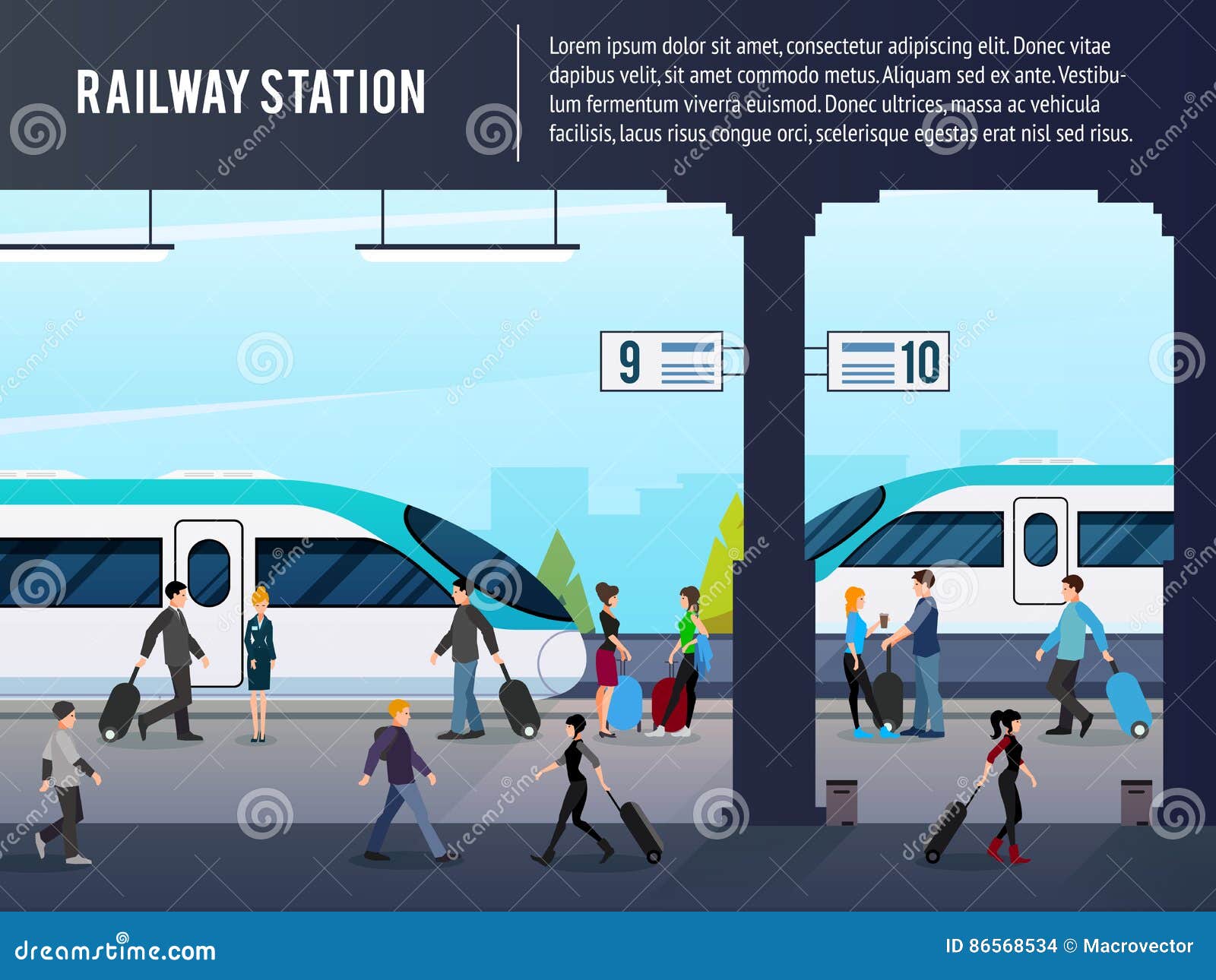 Intercity Railway Station Illustration Stock Vector - Illustration of ...