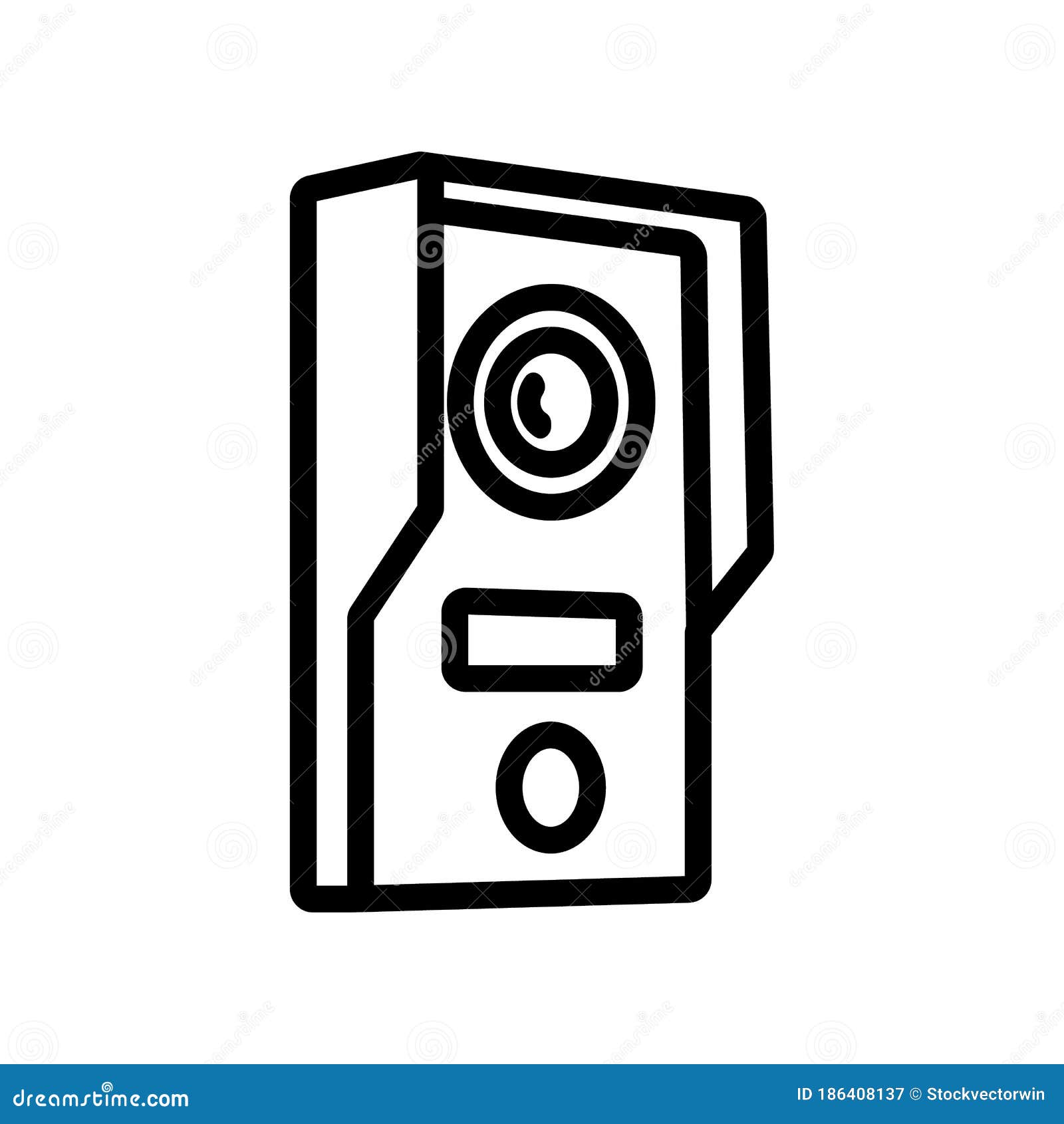 Intercom with Button and Camera Icon Vector Outline Illustration Stock ...