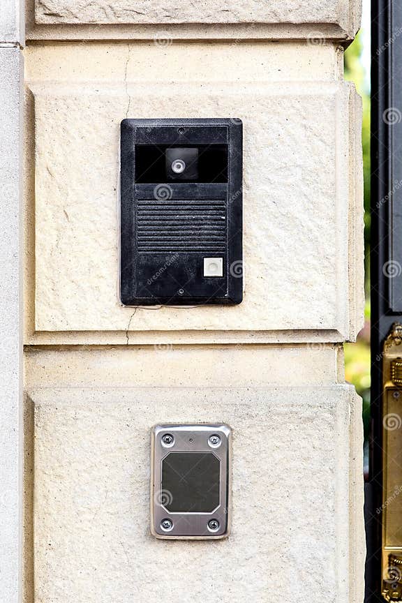 An Intercom with a Call Button and a Camera. Stock Photo - Image of ...