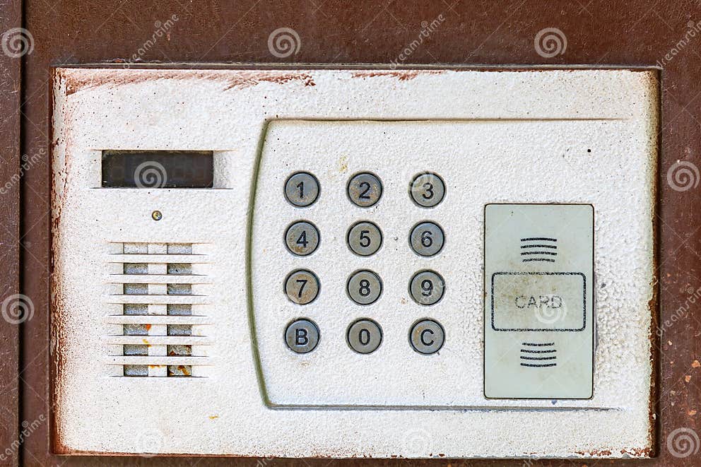 Intercom Code Lock on the Front Door. Background with Selective Focus ...