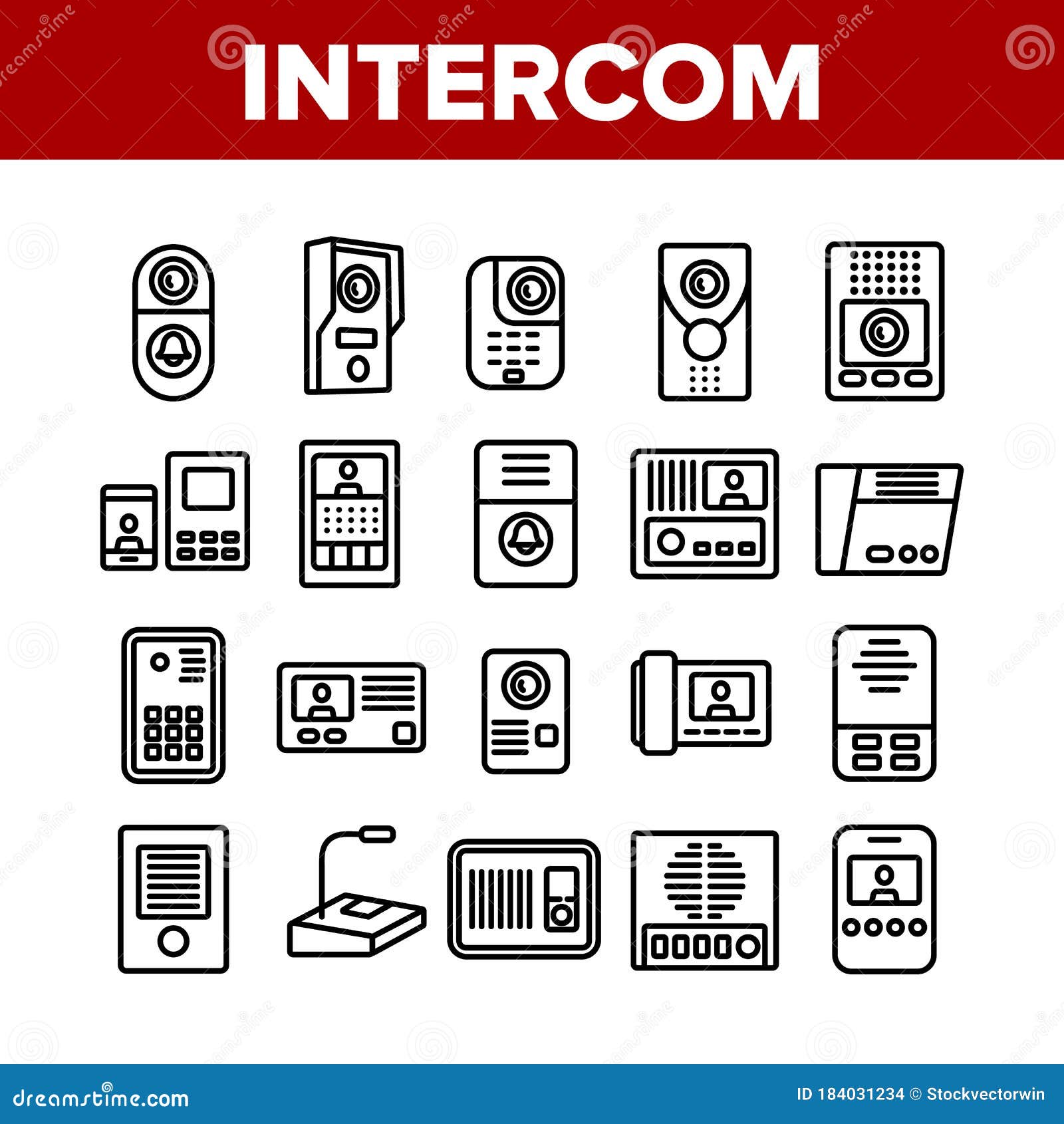 Intercom Communication Collection Icons Set Vector Stock Vector ...