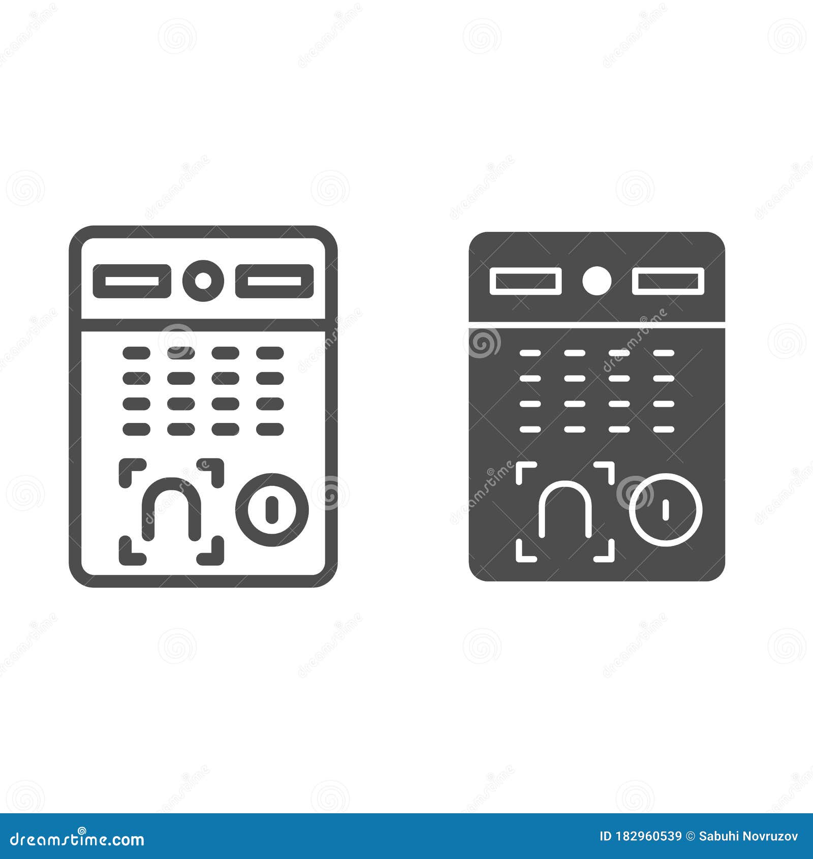 Intercom Door System Line and Solid Icon, Smart Home Symbol, Remote ...