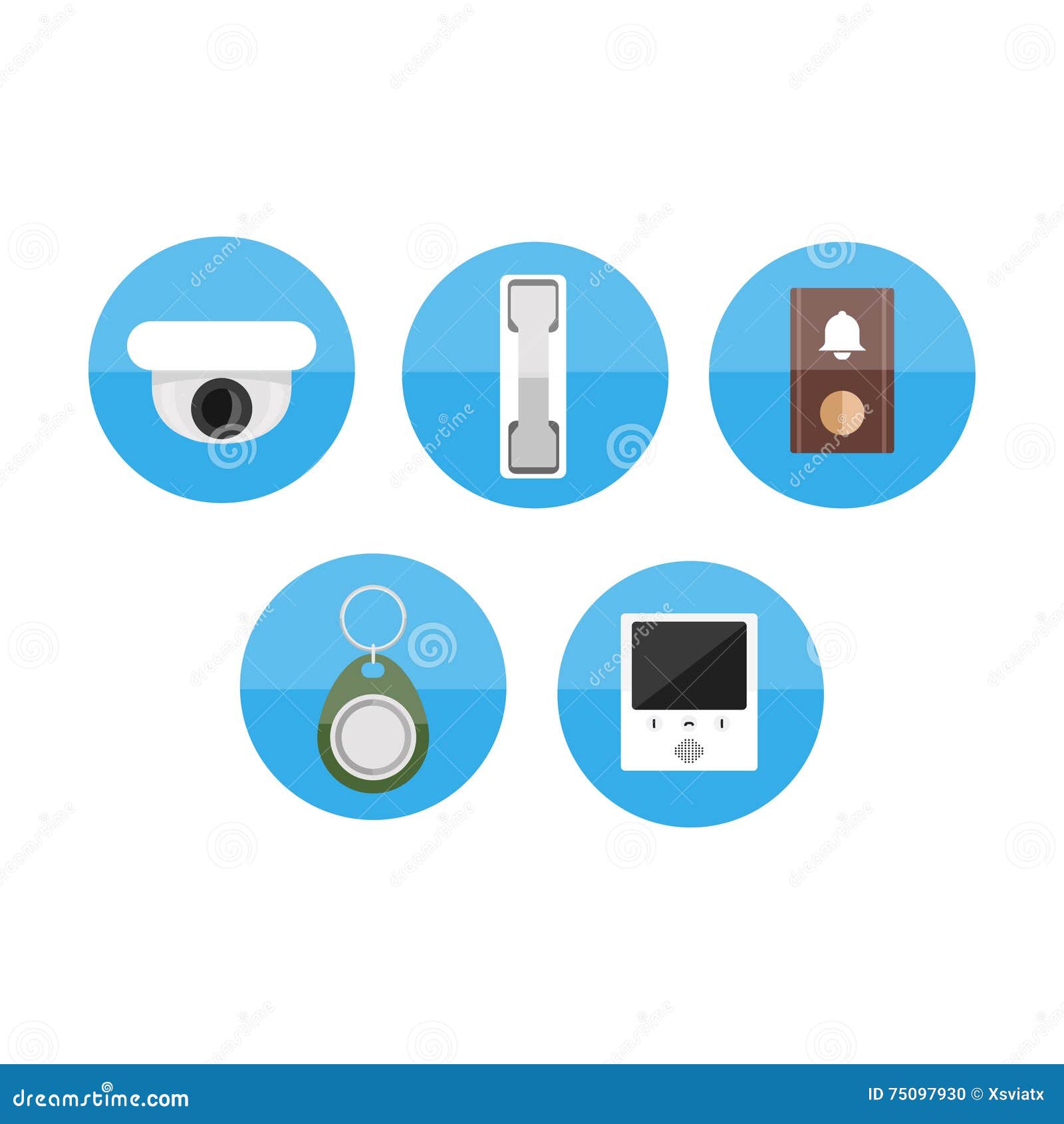 Intercom flat icon set stock vector. Illustration of keyhole - 75097930