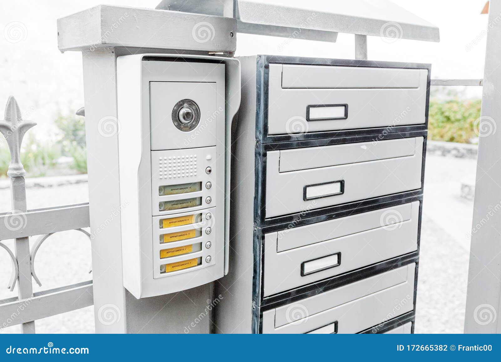 Intercom and mail boxes stock photo. Image of front - 172665382