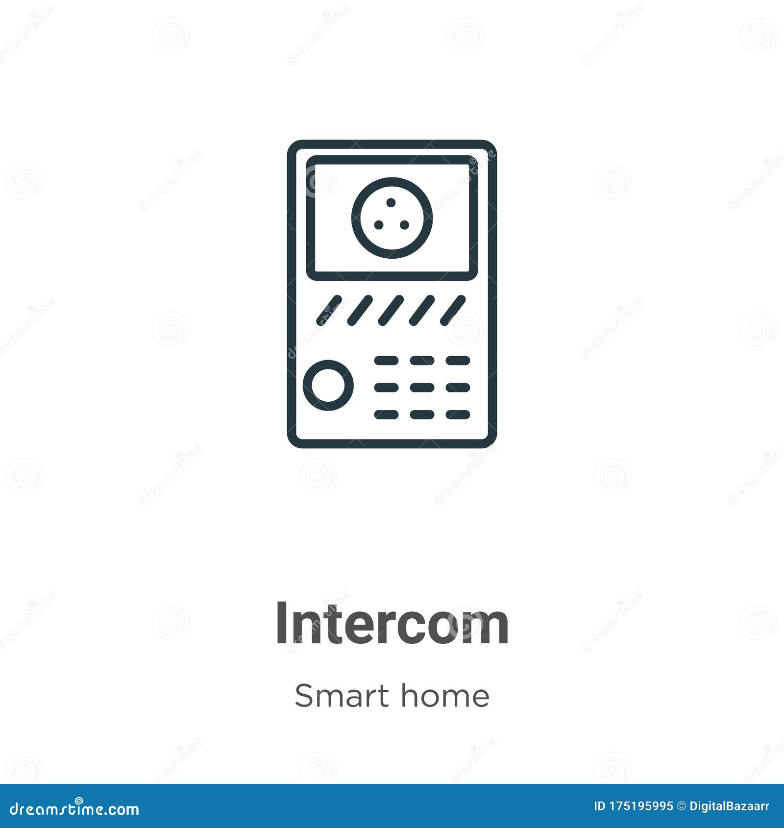 Intercom Outline Vector Icon. Thin Line Black Intercom Icon, Flat Vector Simple Element ...