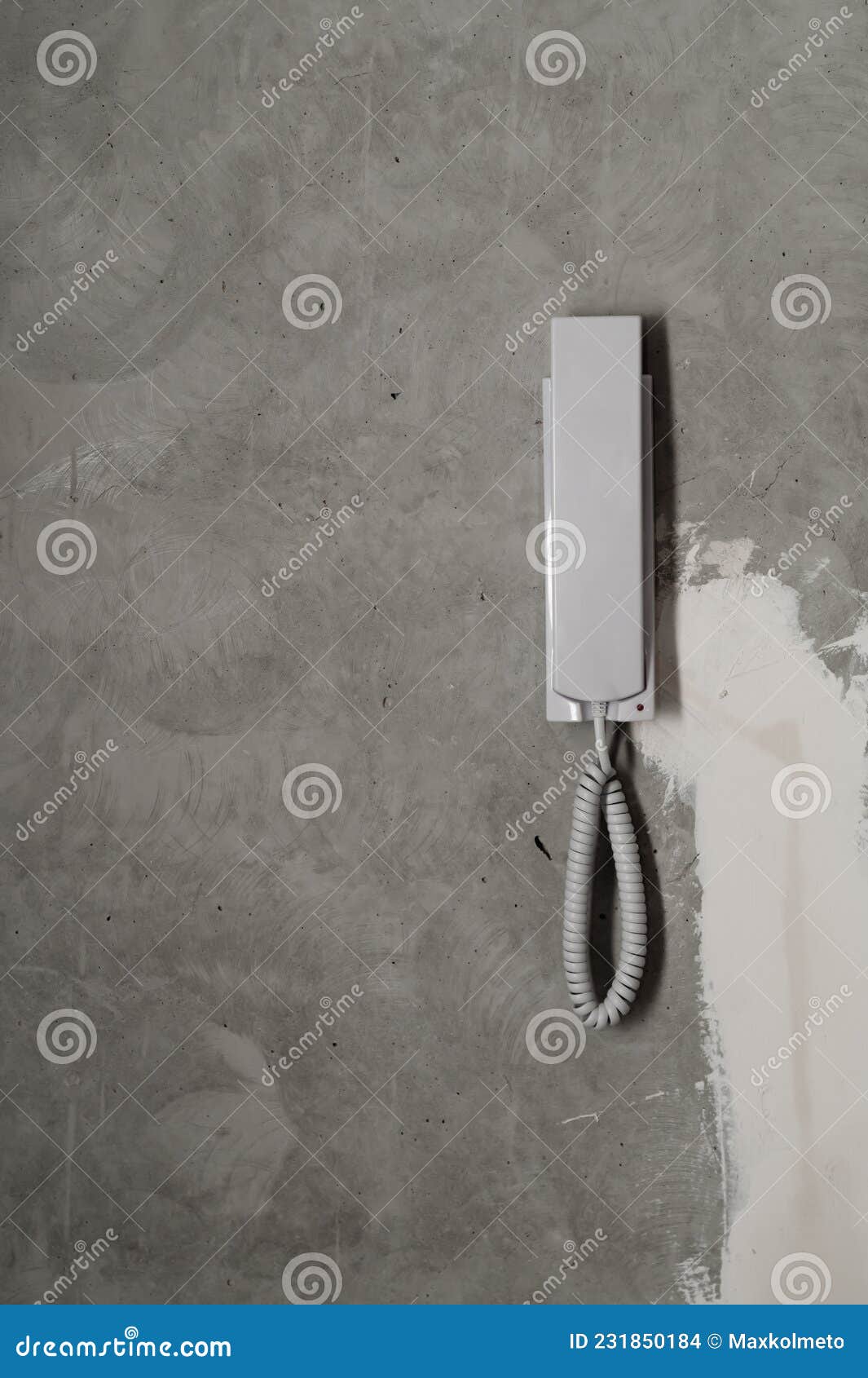 Intercom Phone Receiver on Gray Concrete Background. Handset on the ...