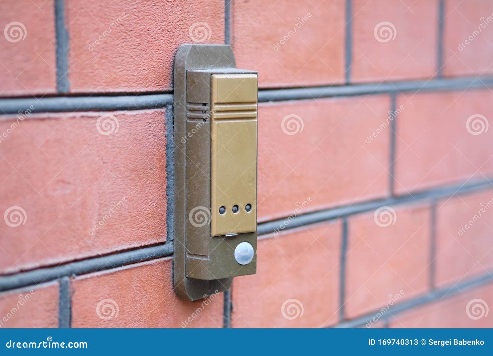 Intercom on a Red Brick Wall Stock Image - Image of phone, intercom ...