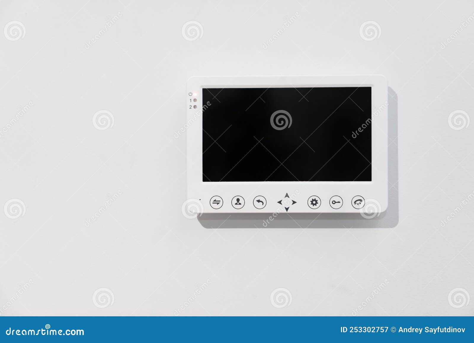 Intercom Screen on a White Wall. Home Security and Video Surveillance ...