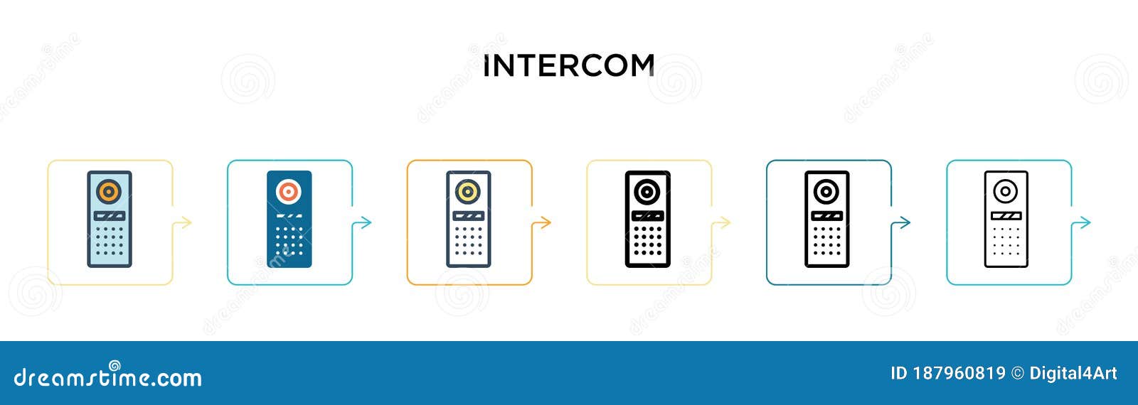 Intercom Vector Icon In 6 Different Modern Styles. Black, Two Colored ...