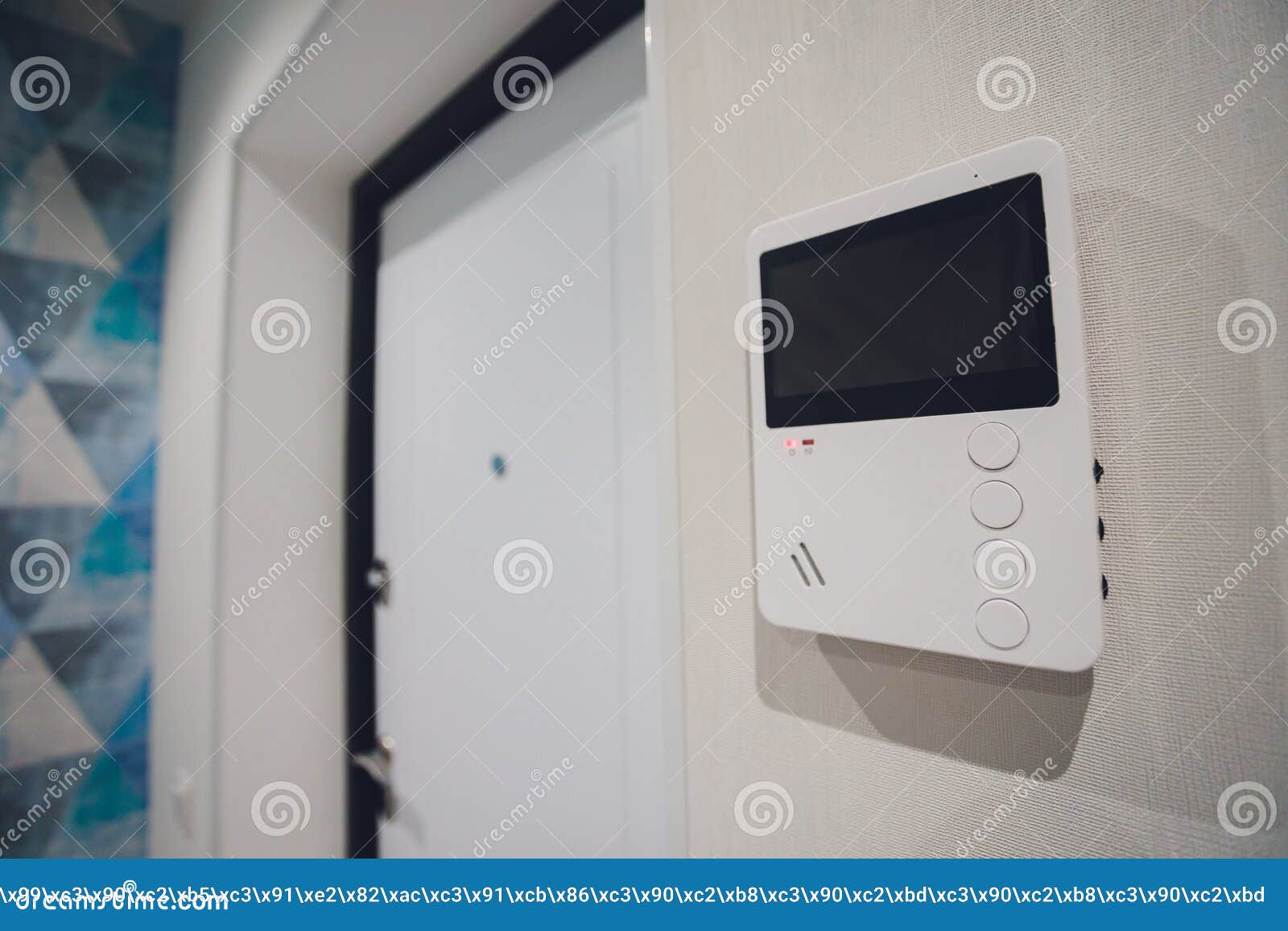 Intercom Video Door Bell on the Wall Outside Modern Corridor. Stock ...