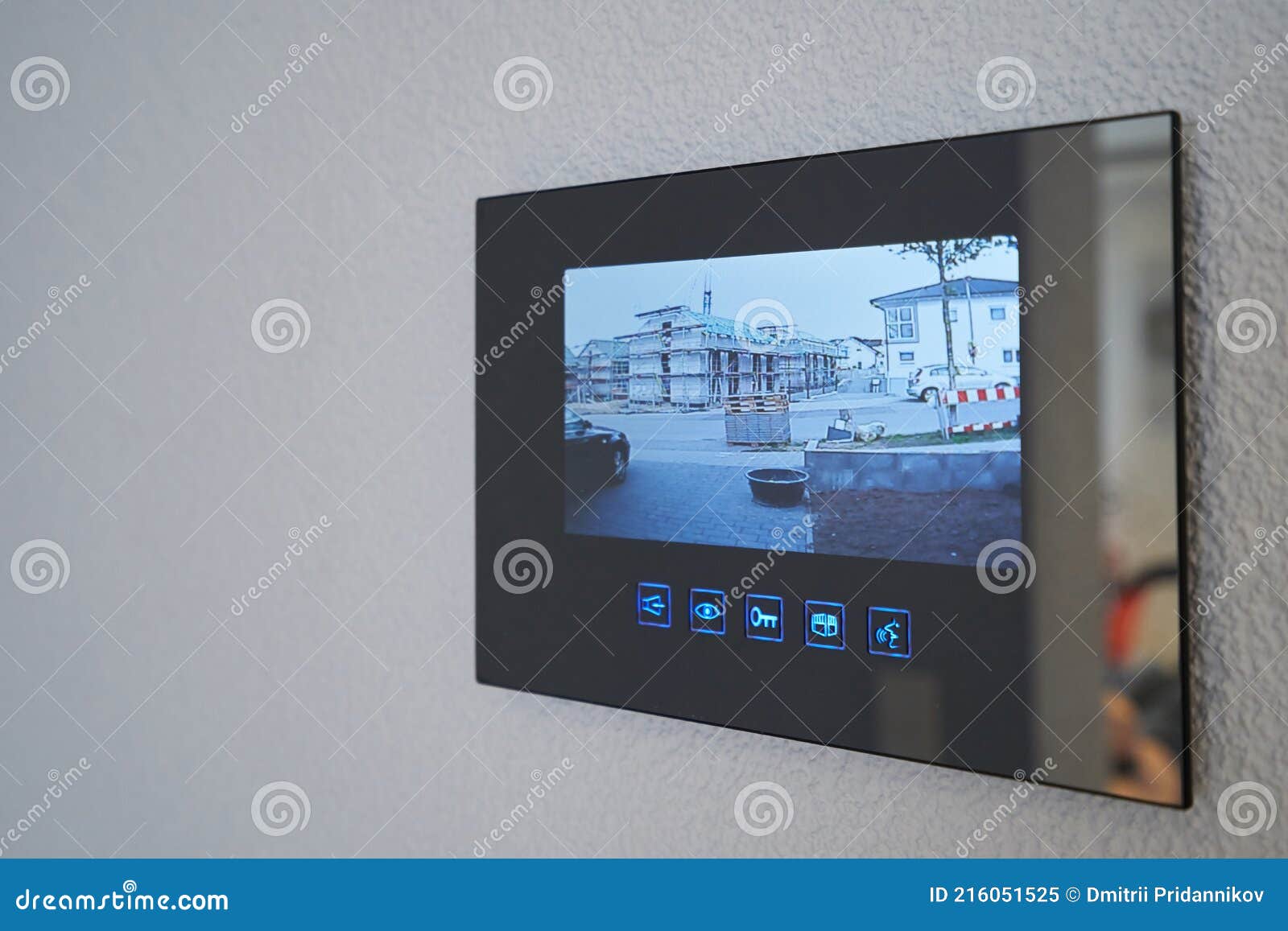 Intercom with Video Image Mounted on the Wall in the House. Close-up ...