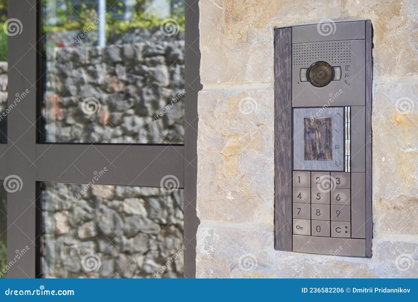 Intercom with Video Surveillance and Combination Lock Stock Photo ...