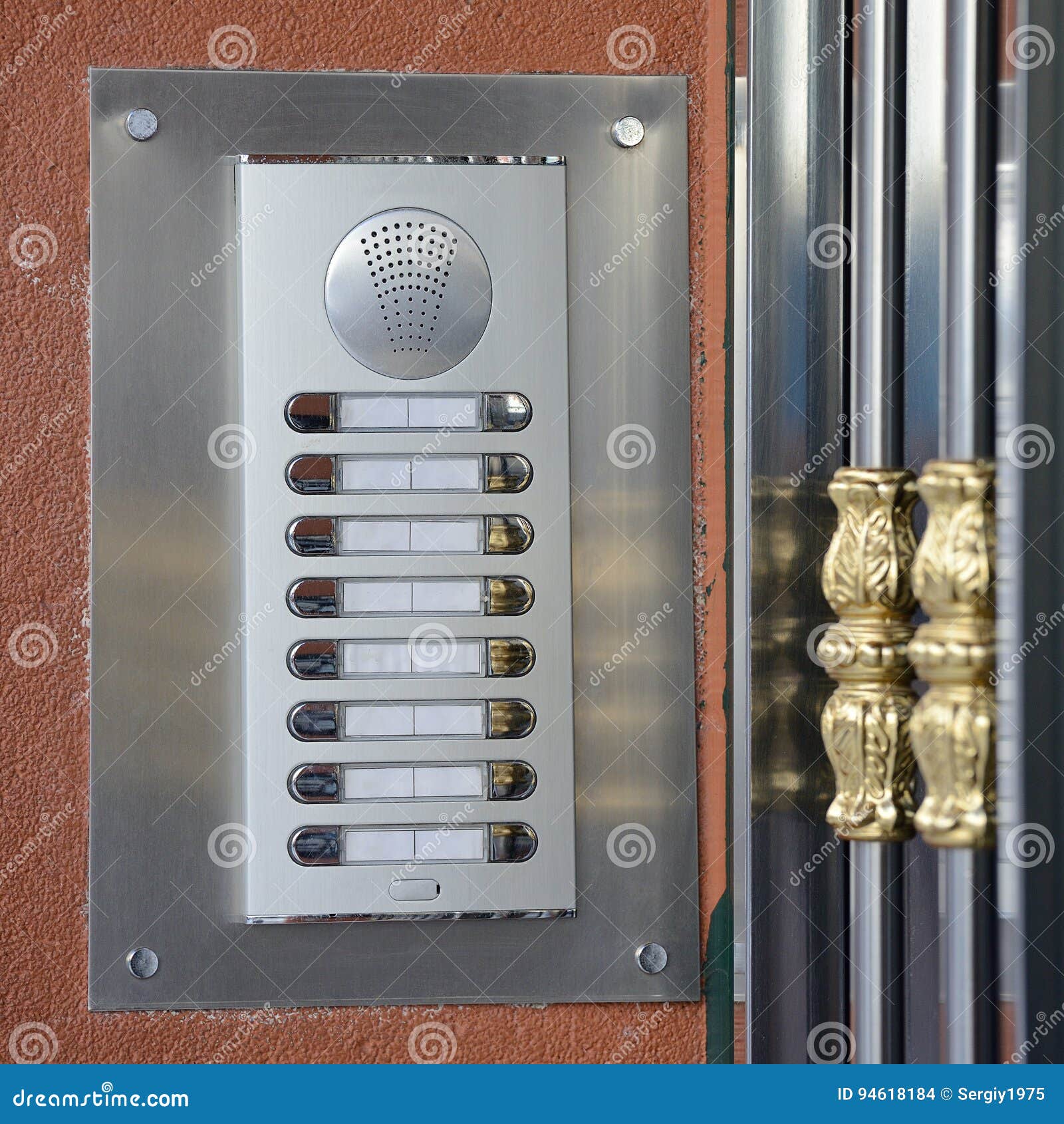 Intercom on the Wall Close Up Stock Photo - Image of gate, lock: 94618184