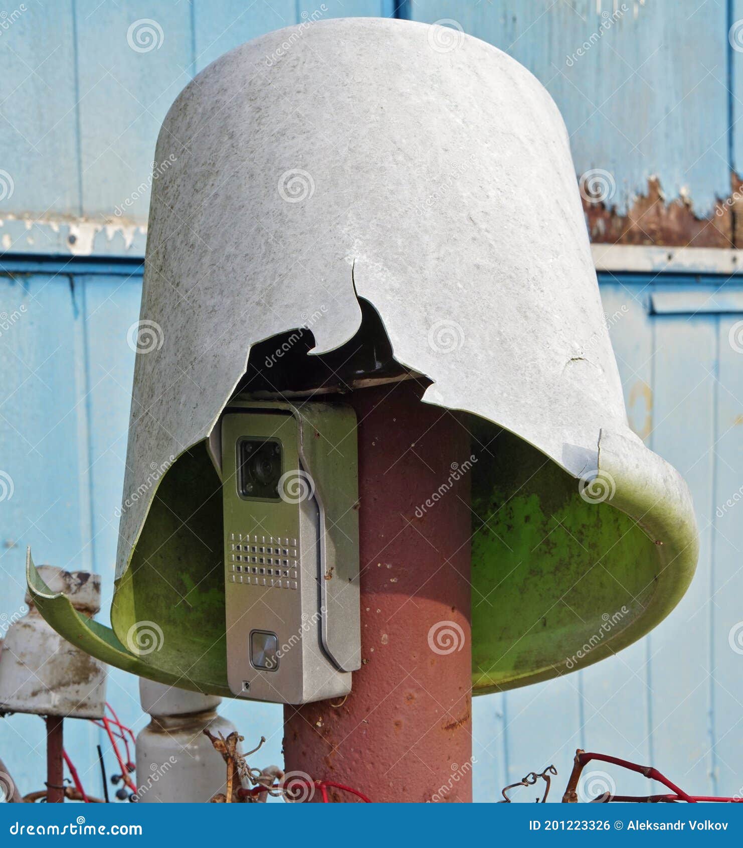 The Intercom Was Covered with a Bucket To Protect it from the Weather ...
